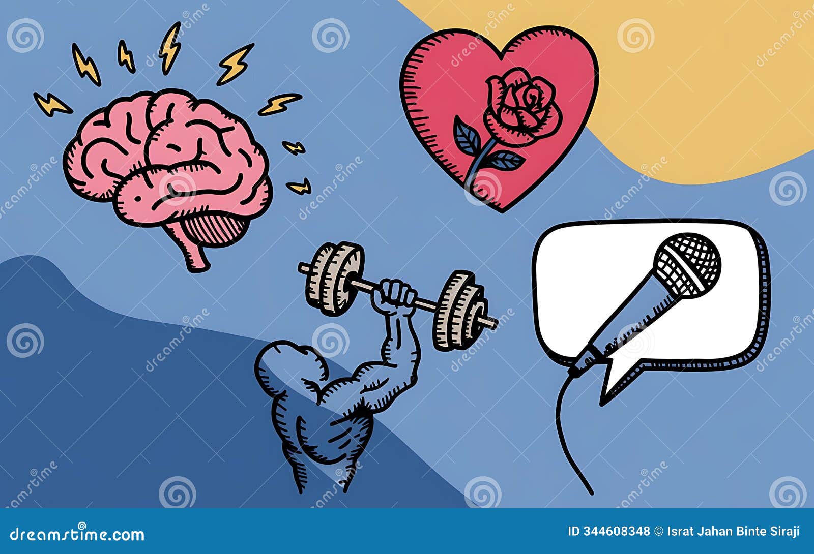 Creative Wallpaper Celebrating Abilities with Hand-drawn Icons Stock ...