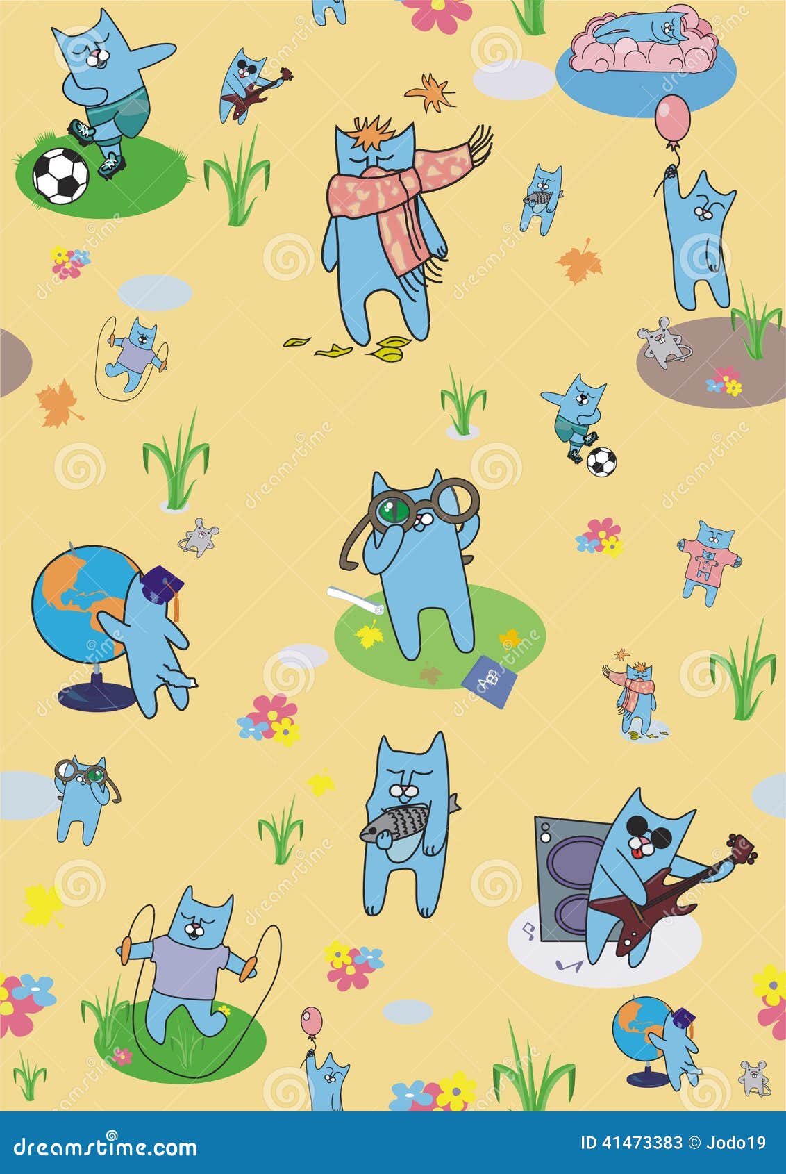 Creative wallpapers cats stock vector. Illustration of cute - 41473383