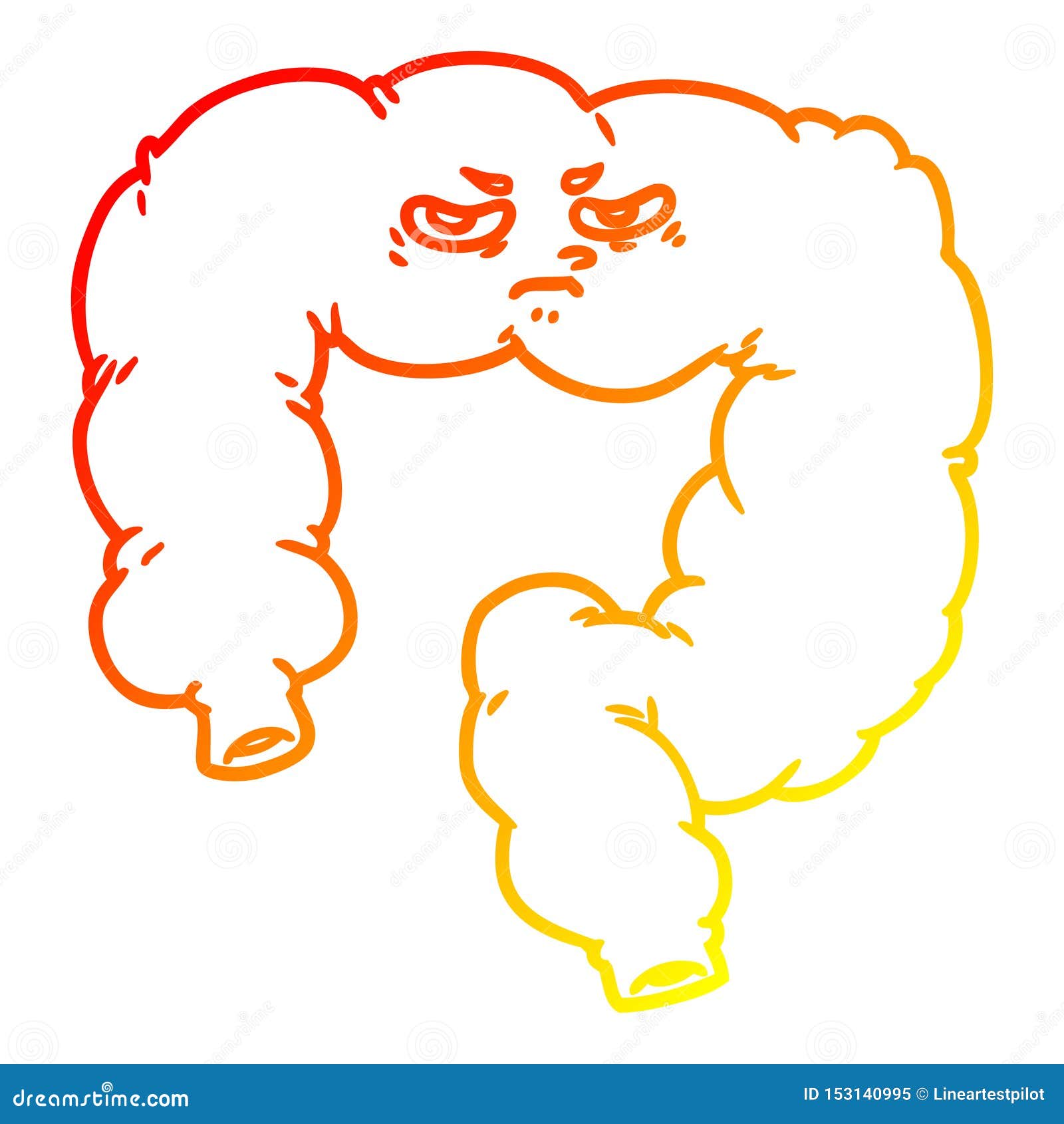 A Creative Warm Gradient Line Drawing Cartoon Angry Colon Stock Vector ...