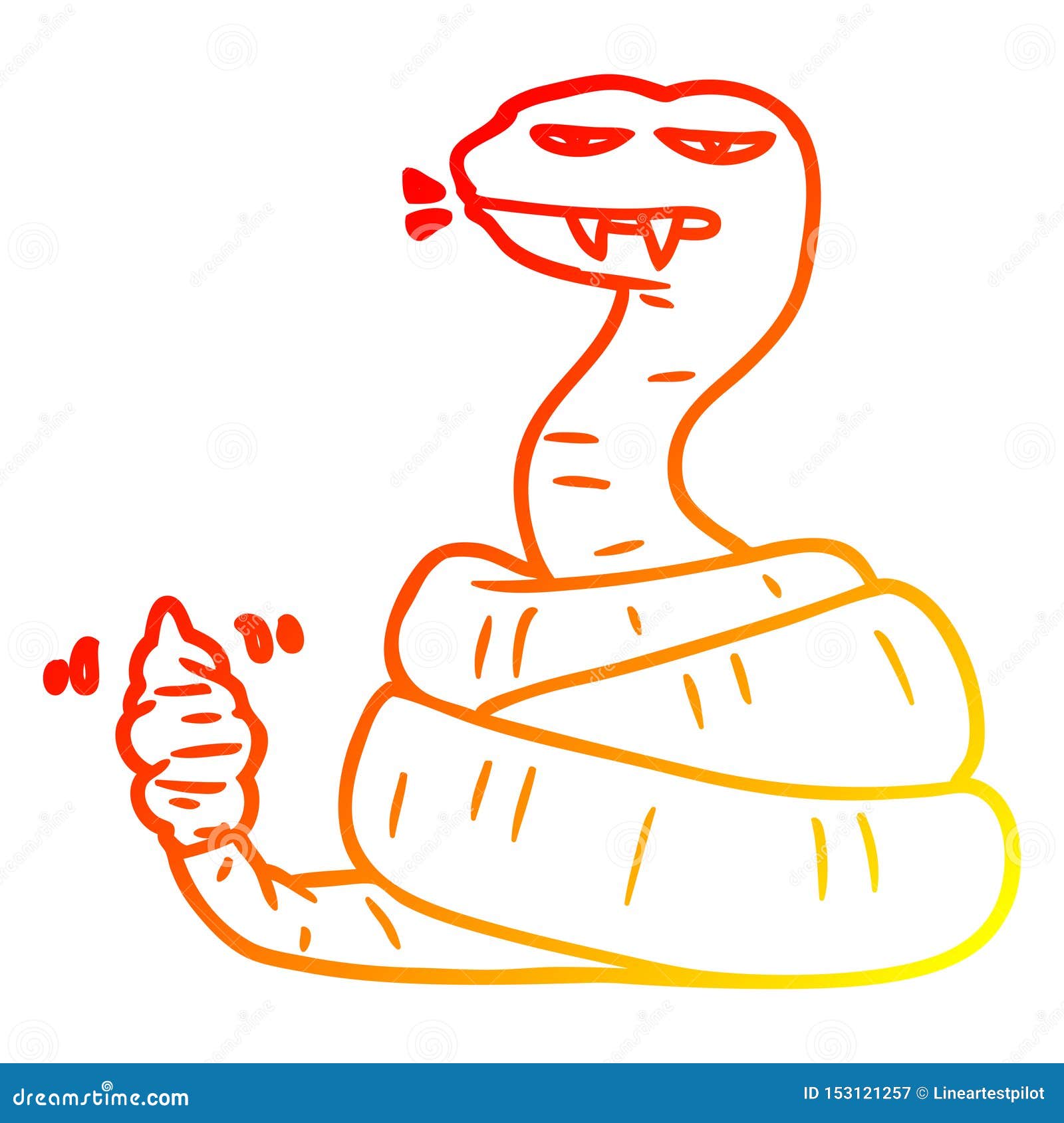 A Creative Warm Gradient Line Drawing Cartoon Angry Rattlesnake Stock ...