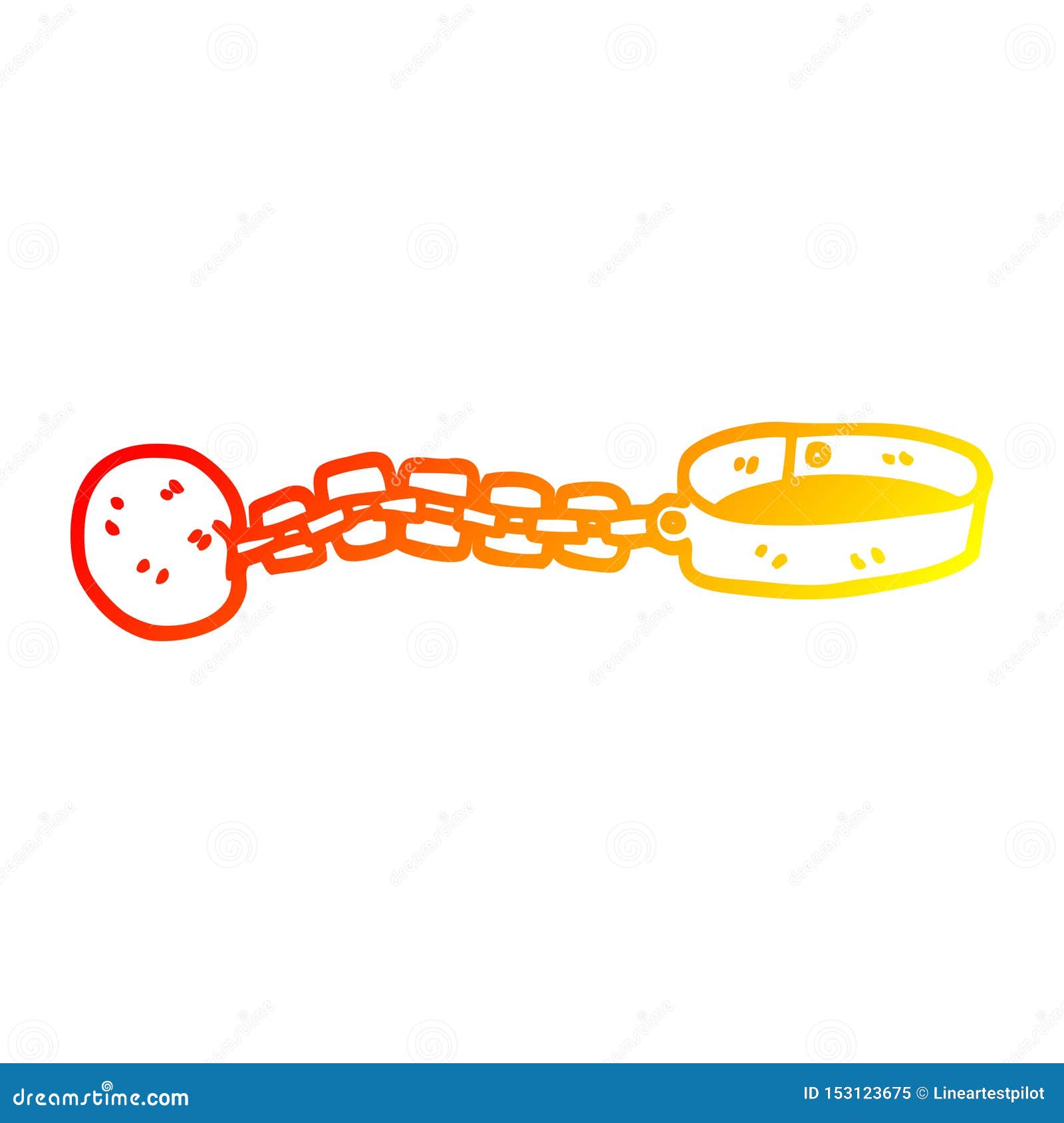 A Creative Warm Gradient Line Drawing Cartoon Ball and Chain Stock ...