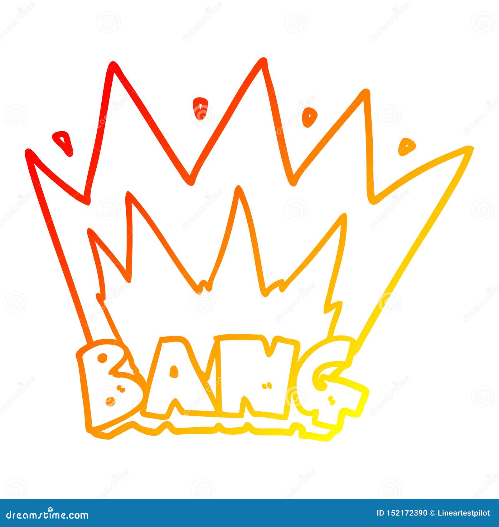 A Creative Warm Gradient Line Drawing Cartoon Bang Sign Stock Vector ...