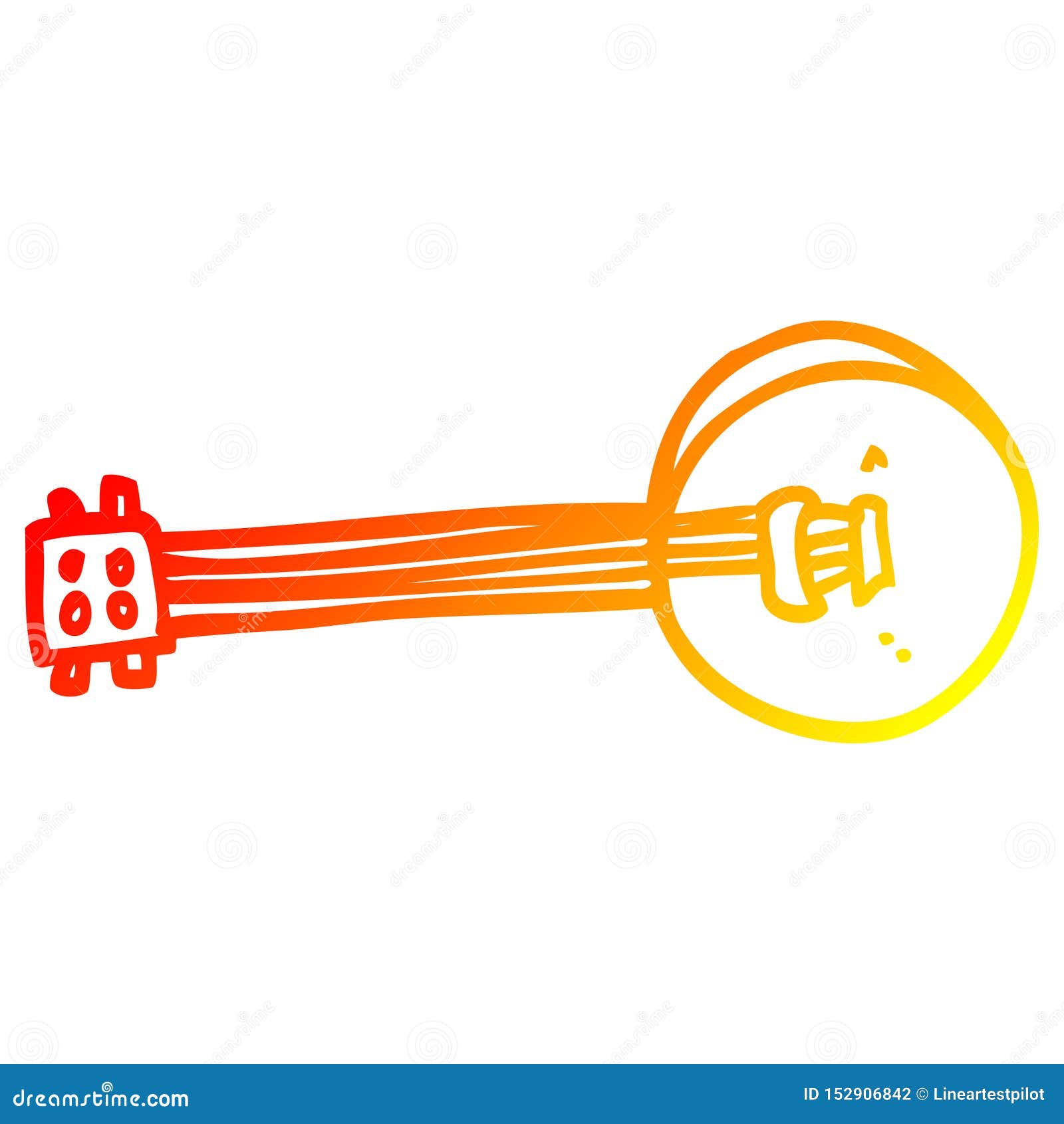 A Creative Warm Gradient Line Drawing Cartoon Banjo Stock Vector ...