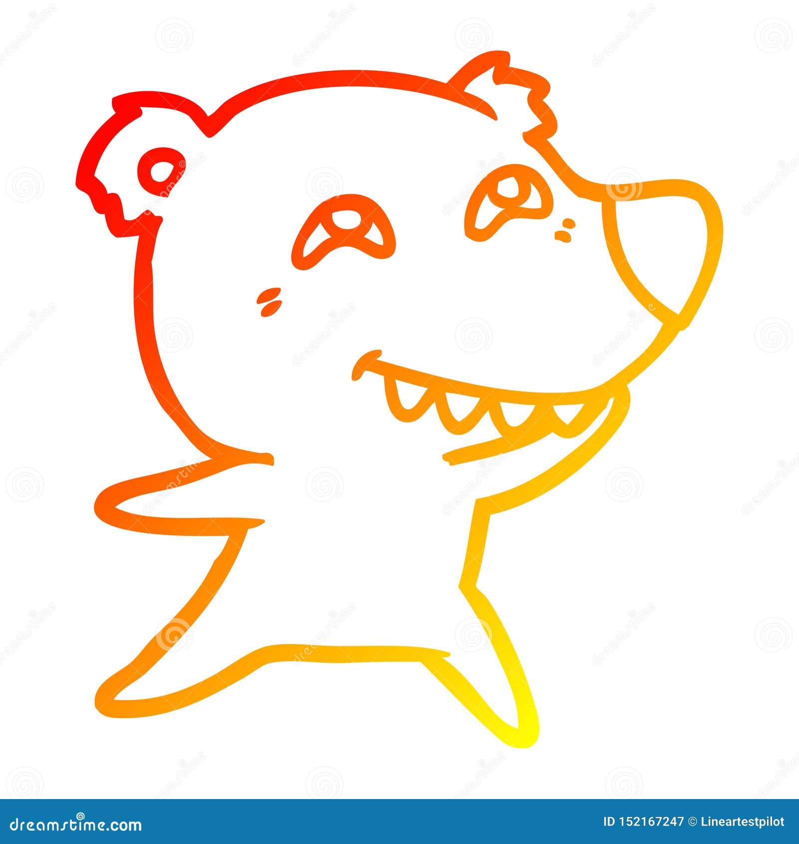 A Creative Warm Gradient Line Drawing Cartoon Bear Showing Teeth Stock ...