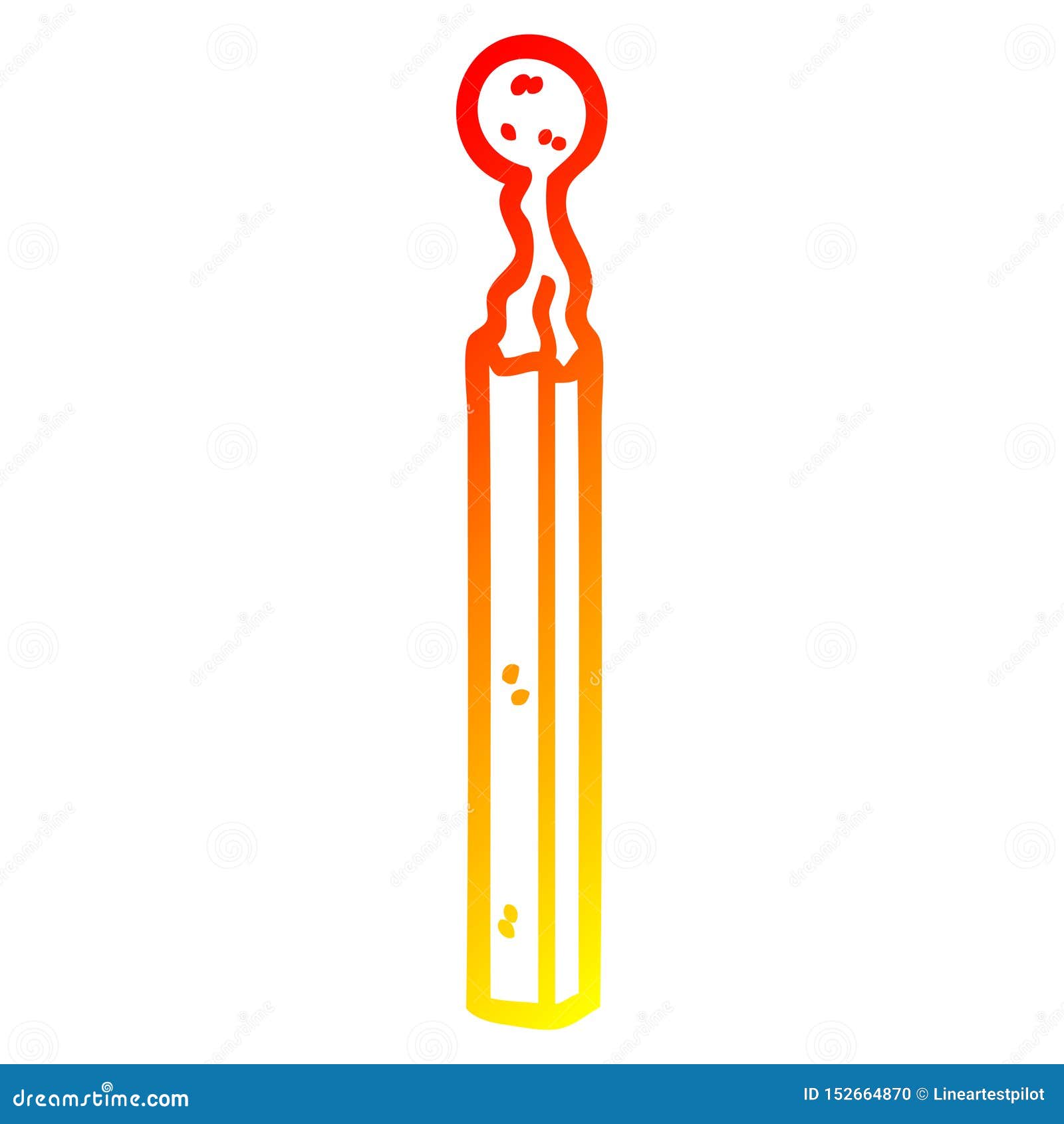 A Creative Warm Gradient Line Drawing Cartoon Burnt Match Stock Vector ...