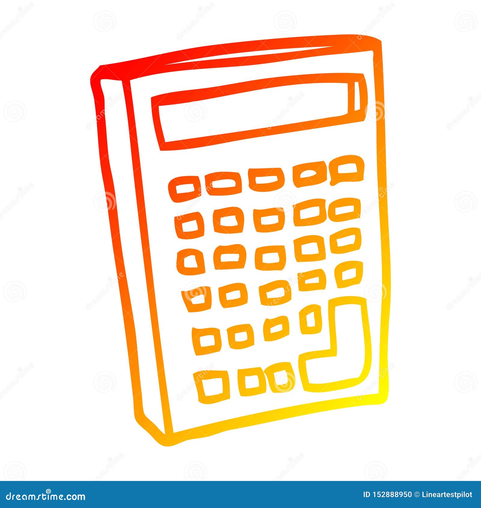 A Creative Warm Gradient Line Drawing Cartoon Calculator Stock Vector ...