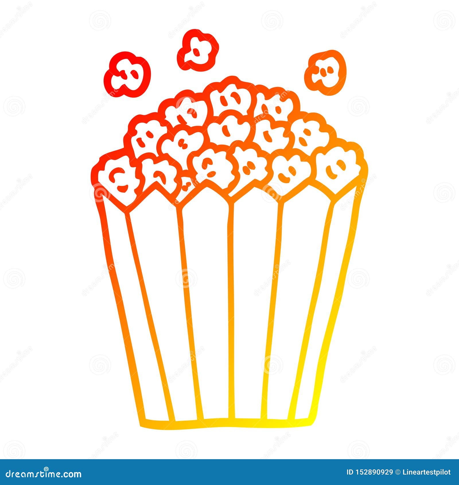A Creative Warm Gradient Line Drawing Cartoon Cinema Popcorn Stock ...