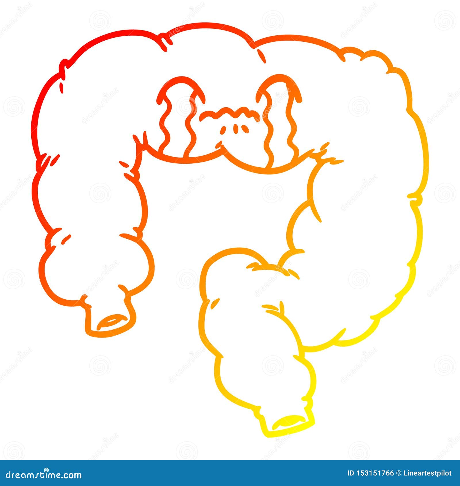 A Creative Warm Gradient Line Drawing Cartoon Colon Stock Vector ...