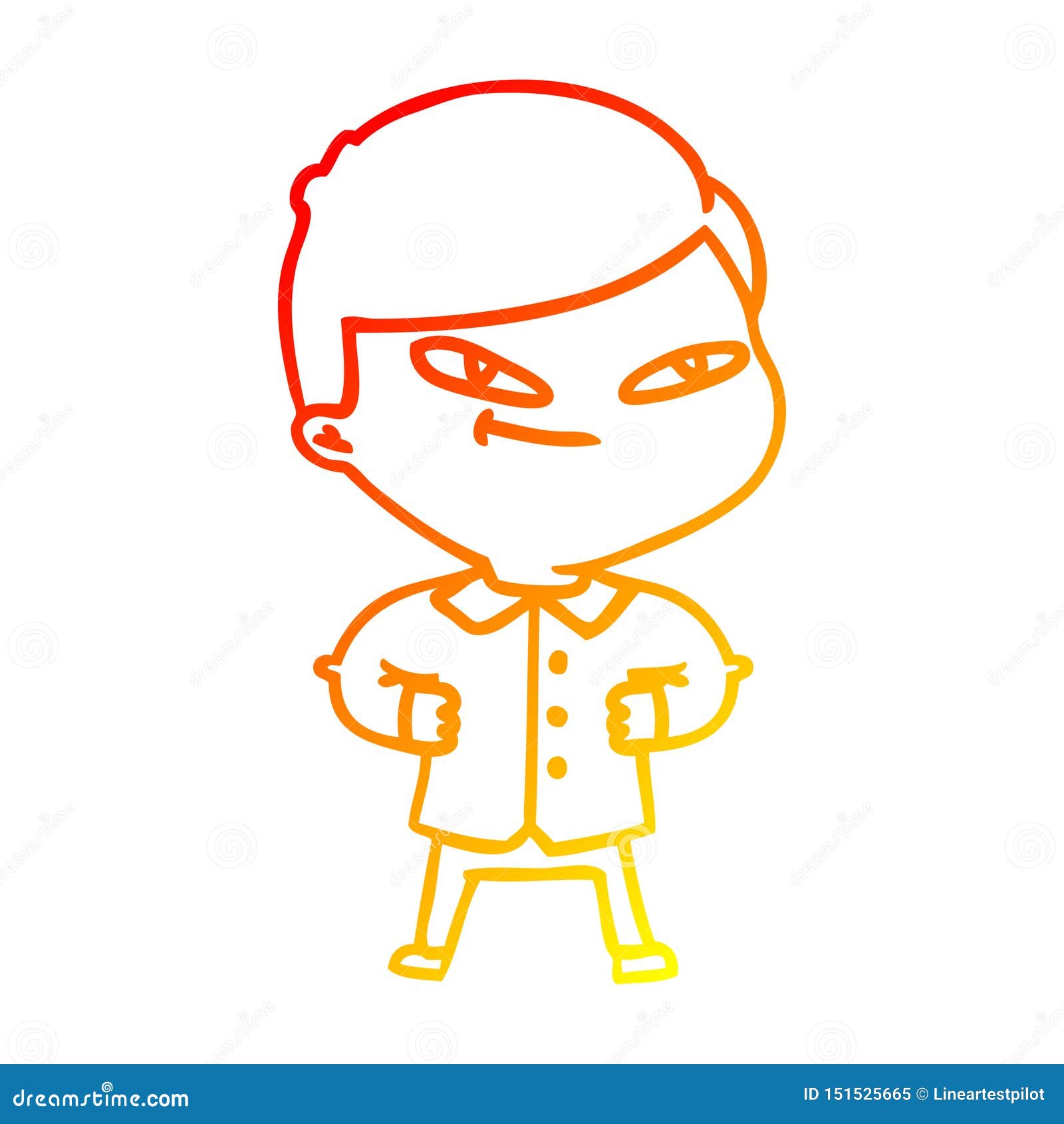 A Creative Warm Gradient Line Drawing Cartoon Confident Man Stock ...