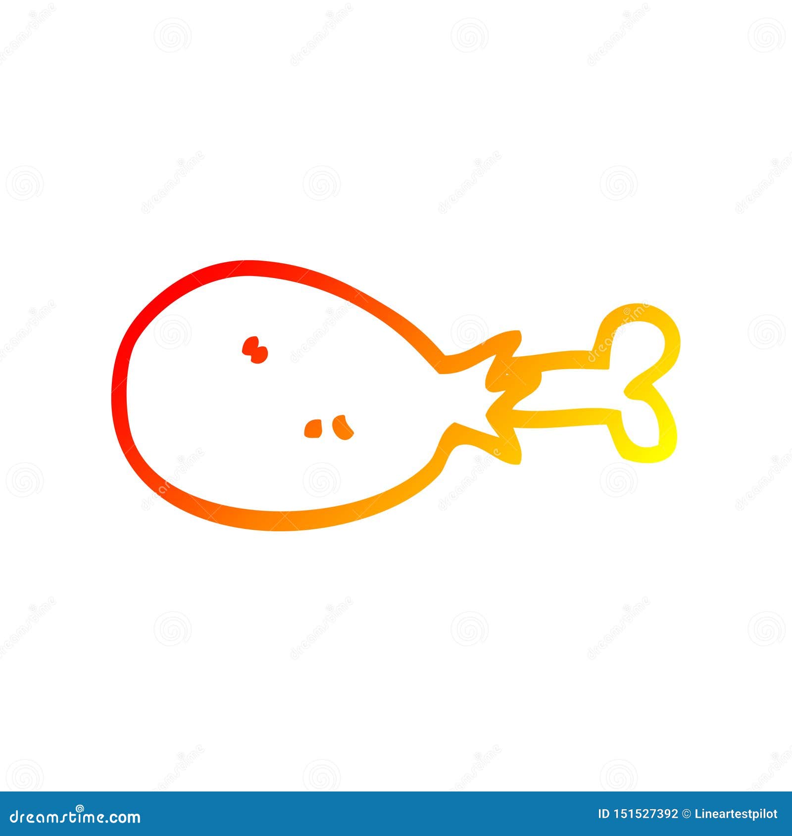 A Creative Warm Gradient Line Drawing Cartoon Cooked Chicken Leg Stock ...