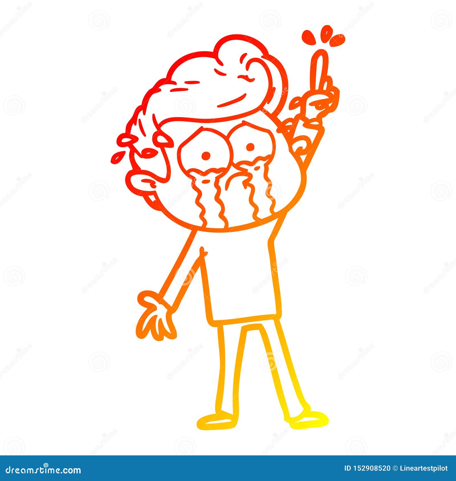 A Creative Warm Gradient Line Drawing Cartoon Crying Man Trying To Ask ...