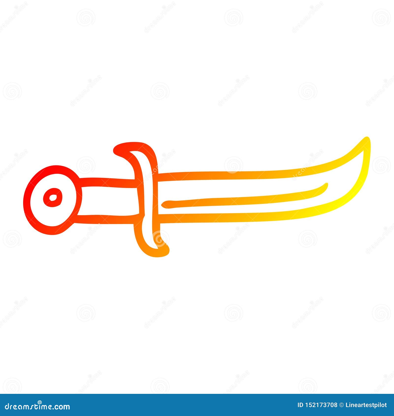 A Creative Warm Gradient Line Drawing Cartoon Curved Dagger Stock ...