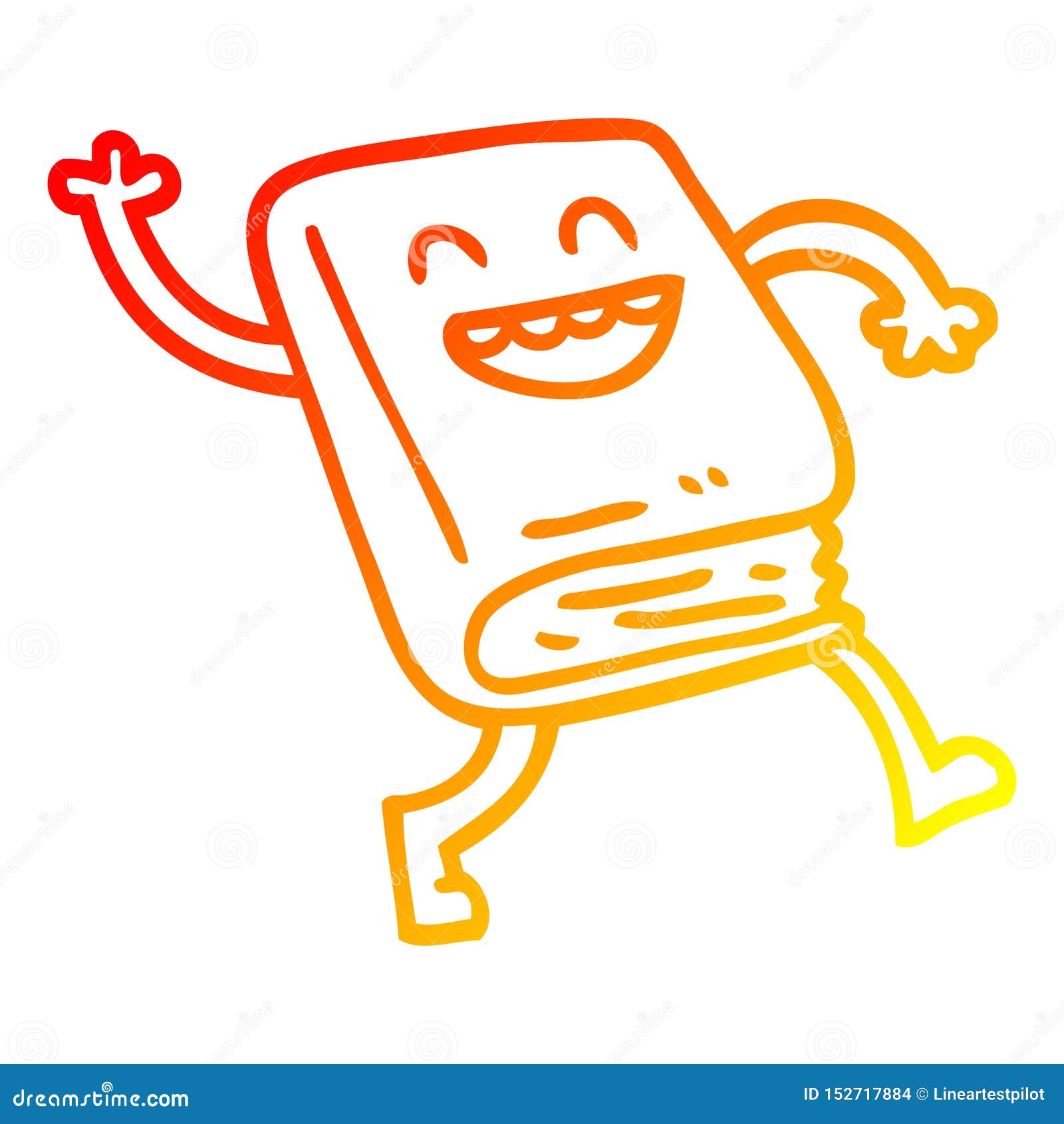 A Creative Warm Gradient Line Drawing Cartoon Dancing Book Stock Vector ...