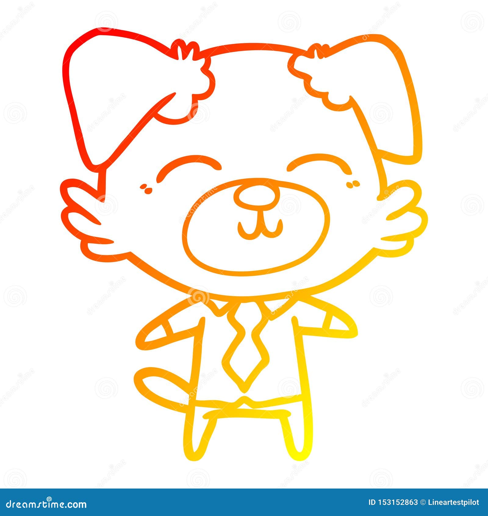 A Creative Warm Gradient Line Drawing Cartoon Dog Manager Stock Vector ...