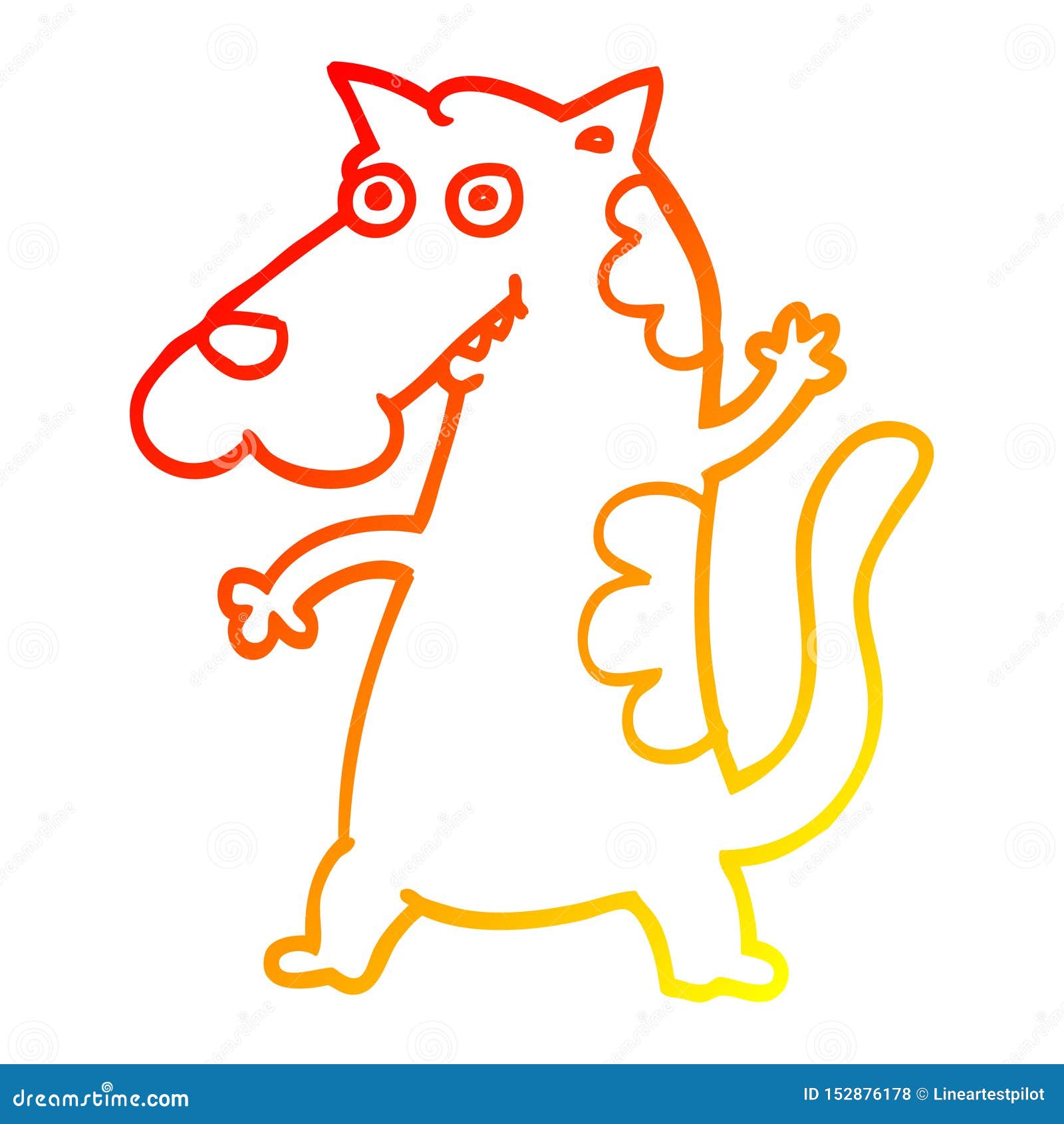 A Creative Warm Gradient Line Drawing Cartoon Dog Stock Vector ...