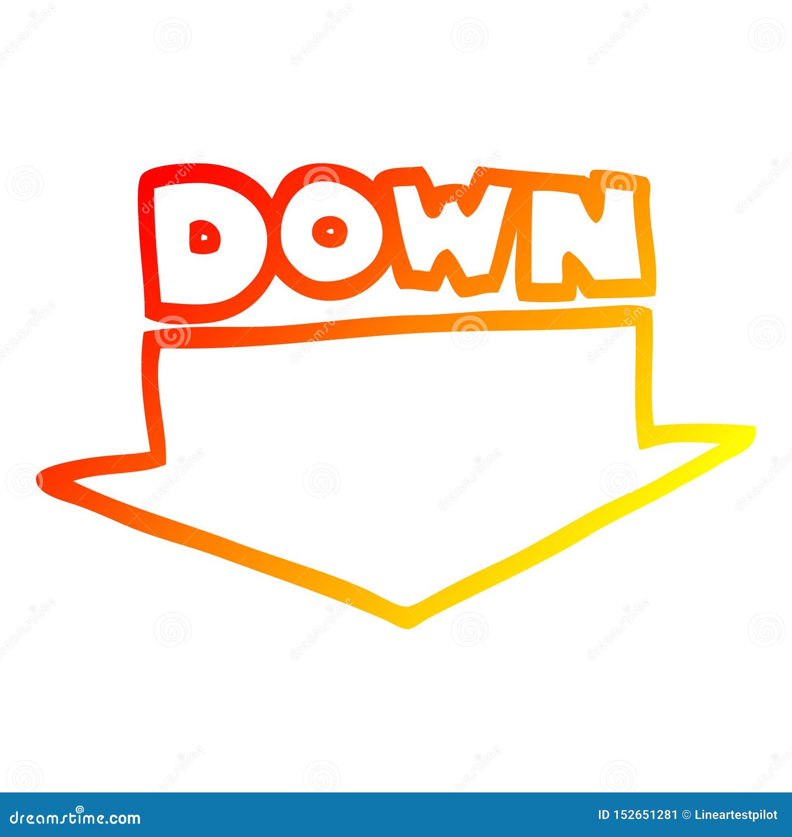 A Creative Warm Gradient Line Drawing Cartoon Down Arrow Stock Vector ...