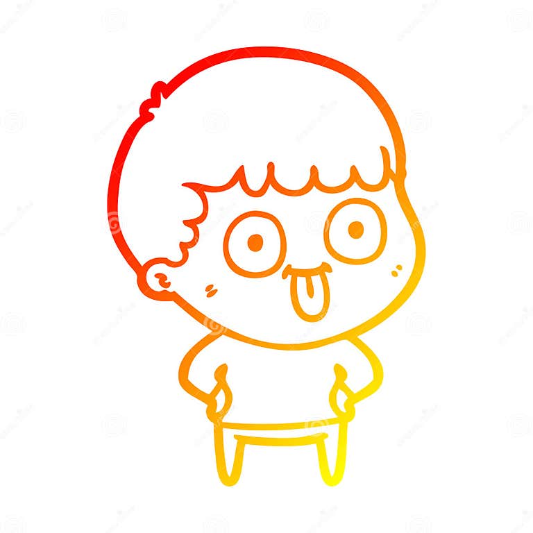 A Creative Warm Gradient Line Drawing Cartoon Dumb Kid Stock Vector ...