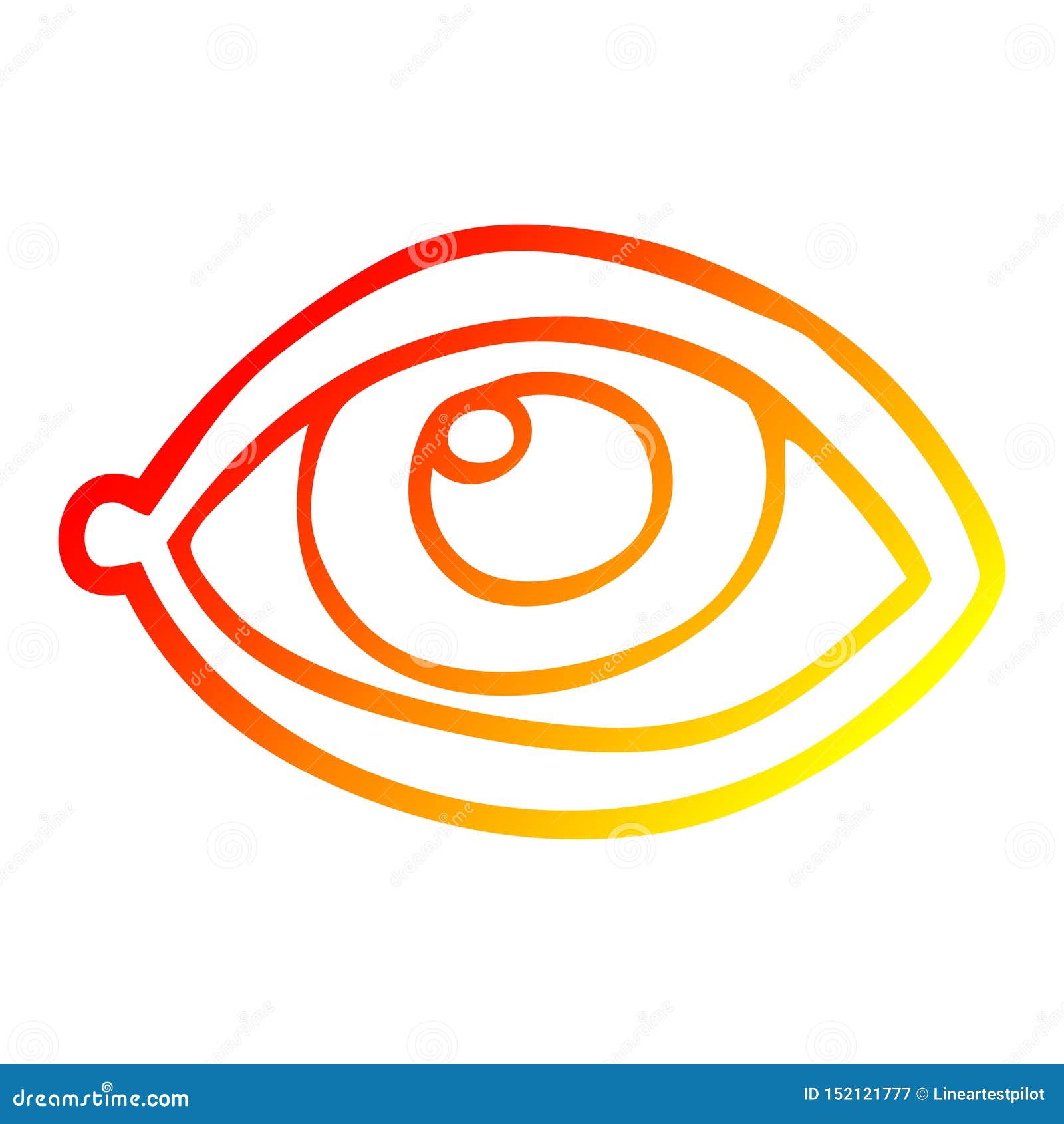 A Creative Warm Gradient Line Drawing Cartoon Eye Staring Stock Vector ...