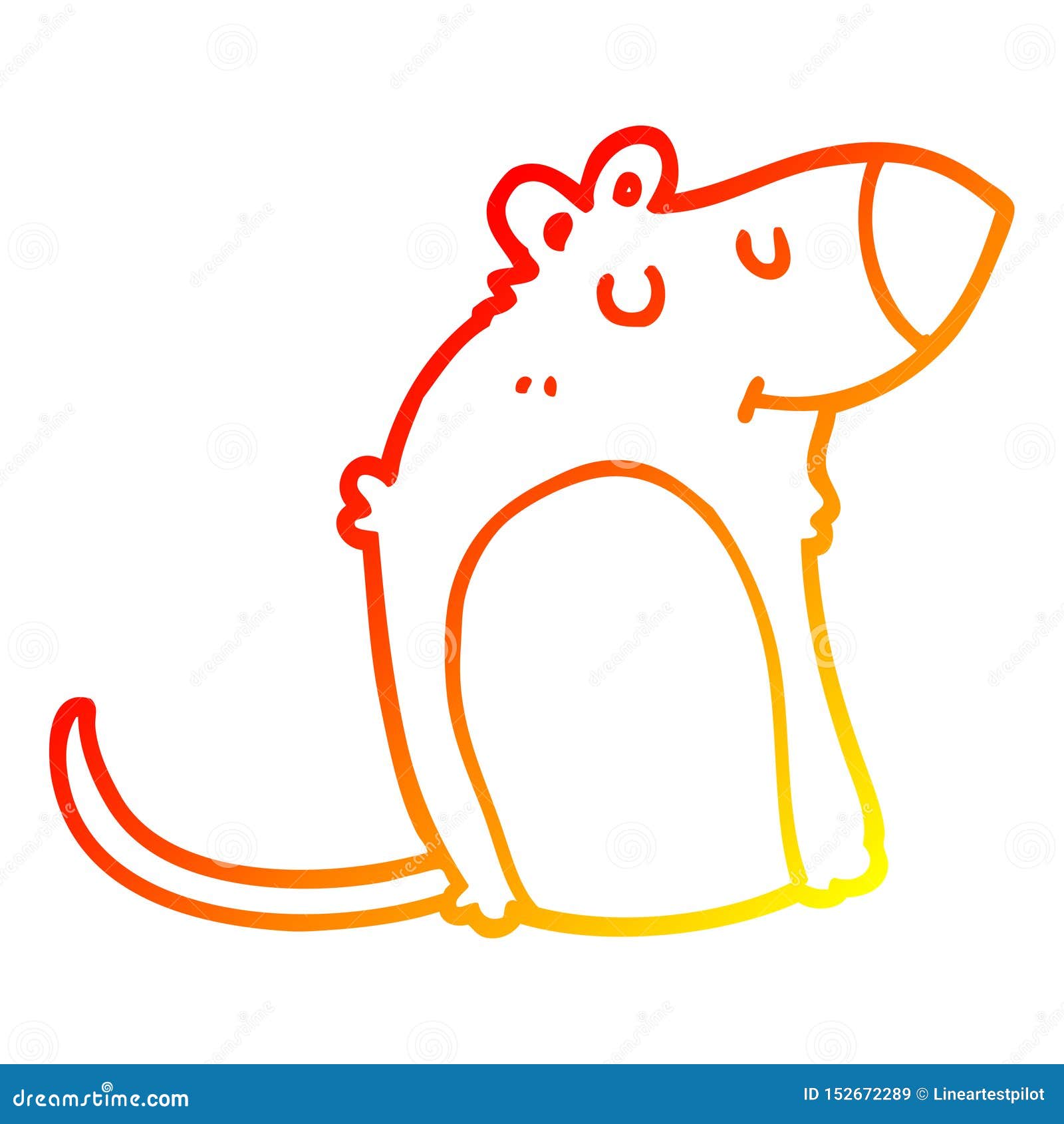 A Creative Warm Gradient Line Drawing Cartoon Fat Rat Stock Vector ...