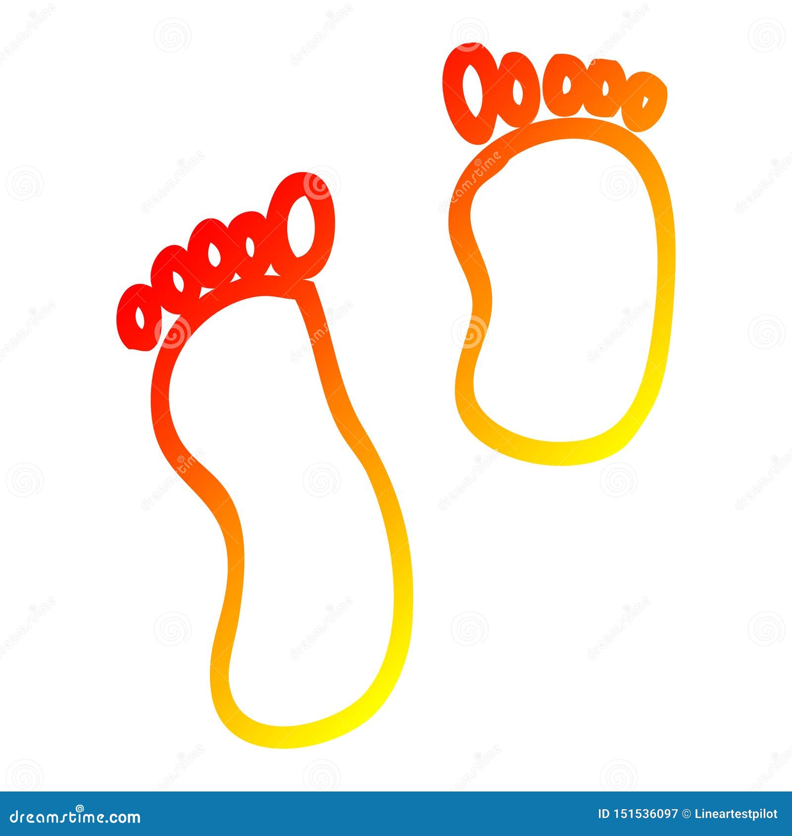 A Creative Warm Gradient Line Drawing Cartoon Foot Prints Stock Vector ...