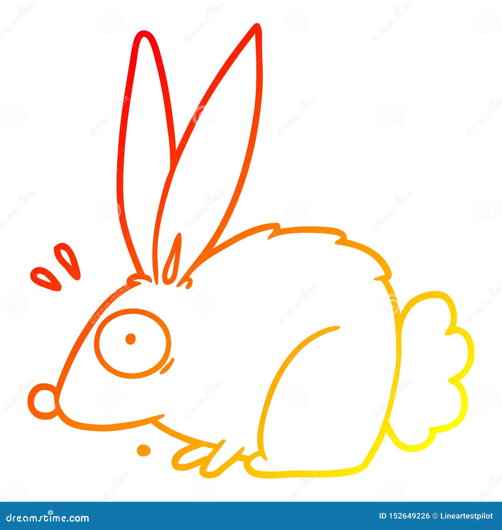 A Creative Warm Gradient Line Drawing Cartoon Frightened Rabbit Stock ...