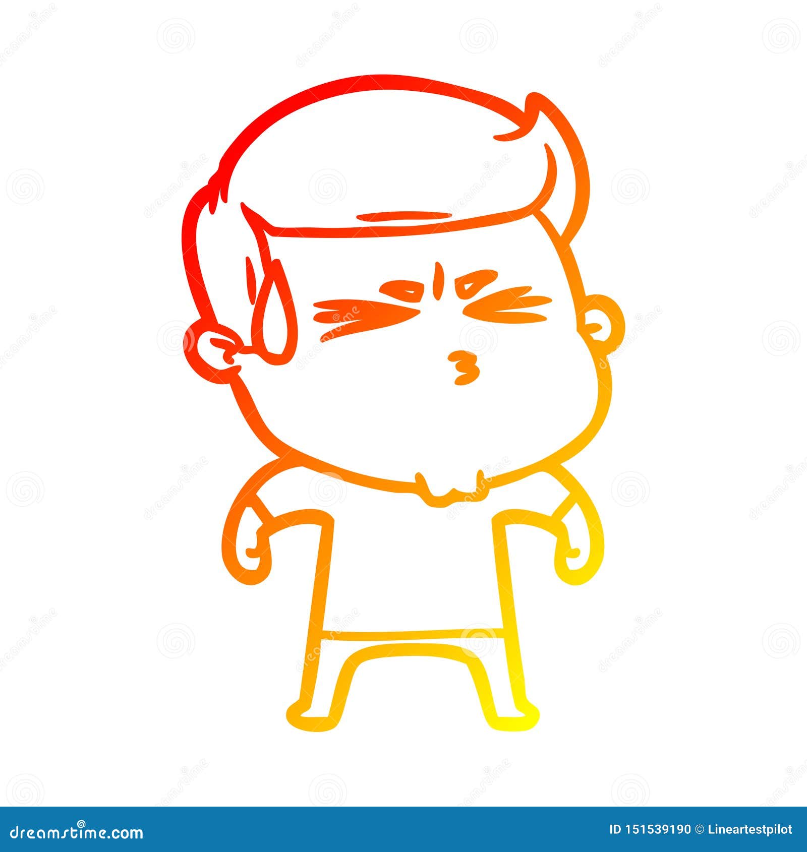 A Creative Warm Gradient Line Drawing Cartoon Frustrated Man Stock ...