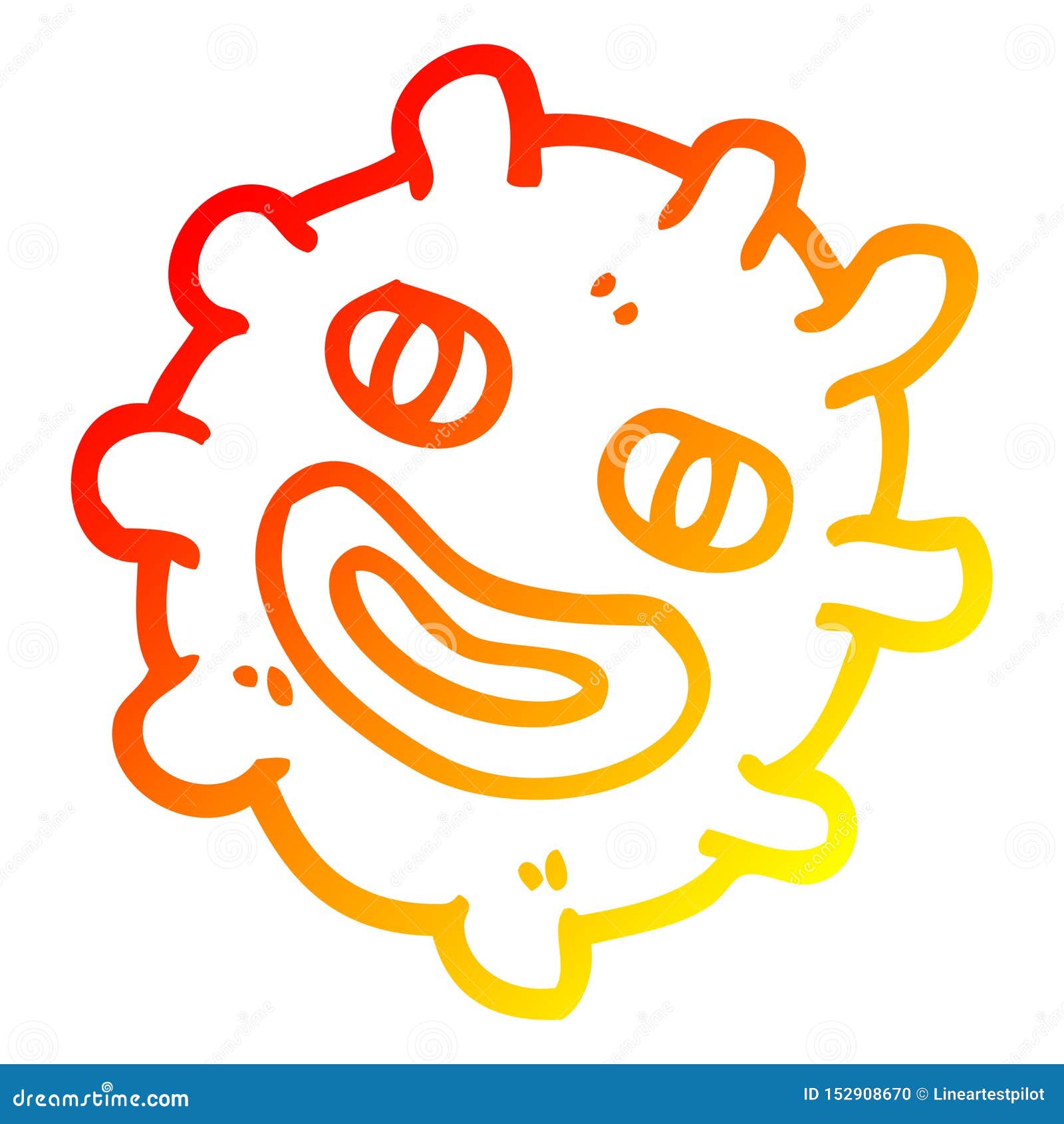 A Creative Warm Gradient Line Drawing Cartoon Funny Germ Stock Vector ...