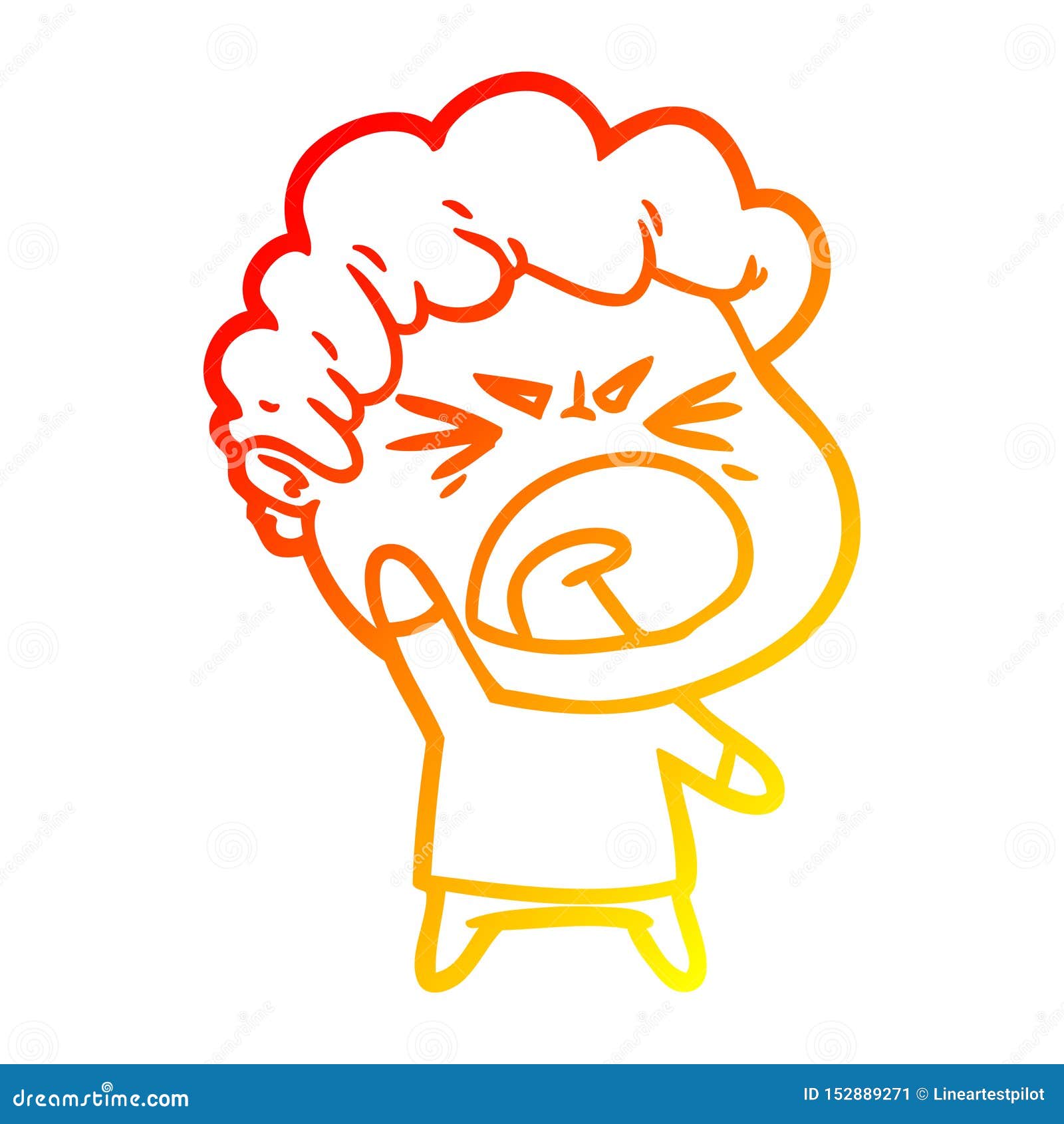 A Creative Warm Gradient Line Drawing Cartoon Furious Man Stock Vector ...
