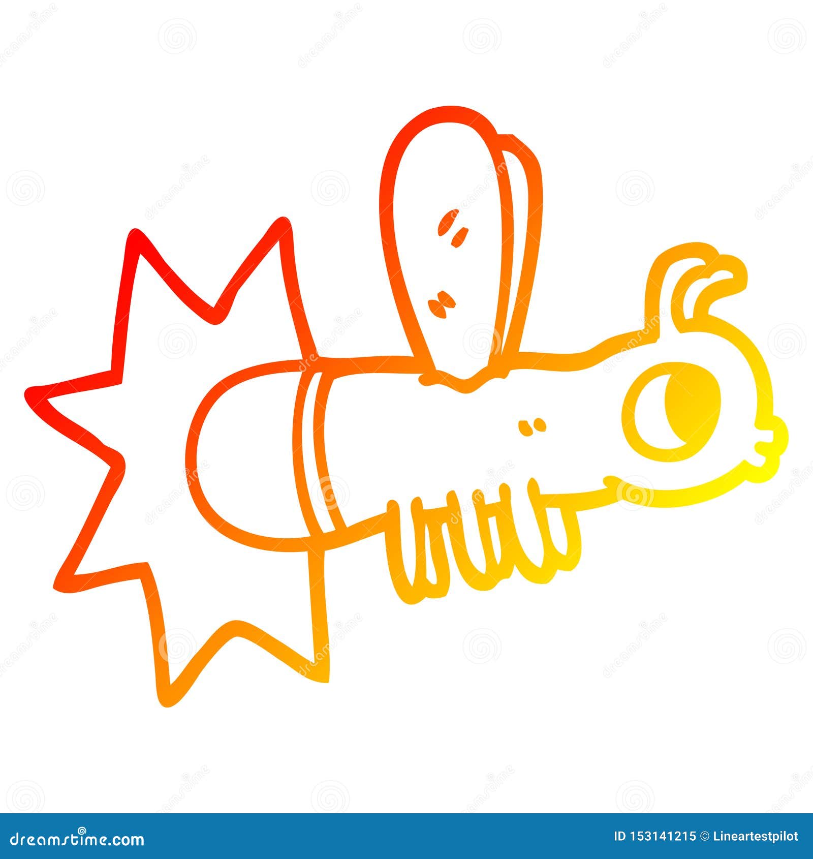 A Creative Warm Gradient Line Drawing Cartoon Glow Bug Stock Vector ...