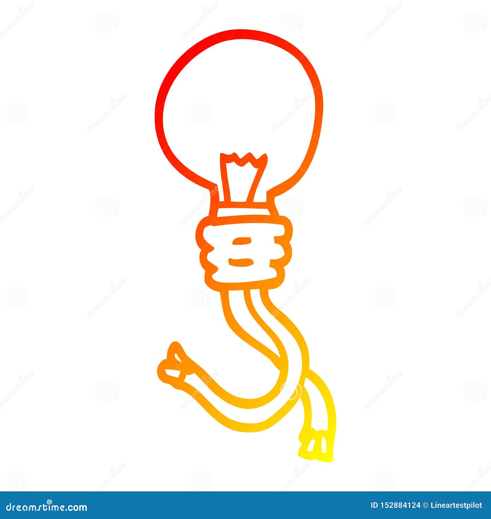 A Creative Warm Gradient Line Drawing Cartoon Glowing Light Bulb Stock ...