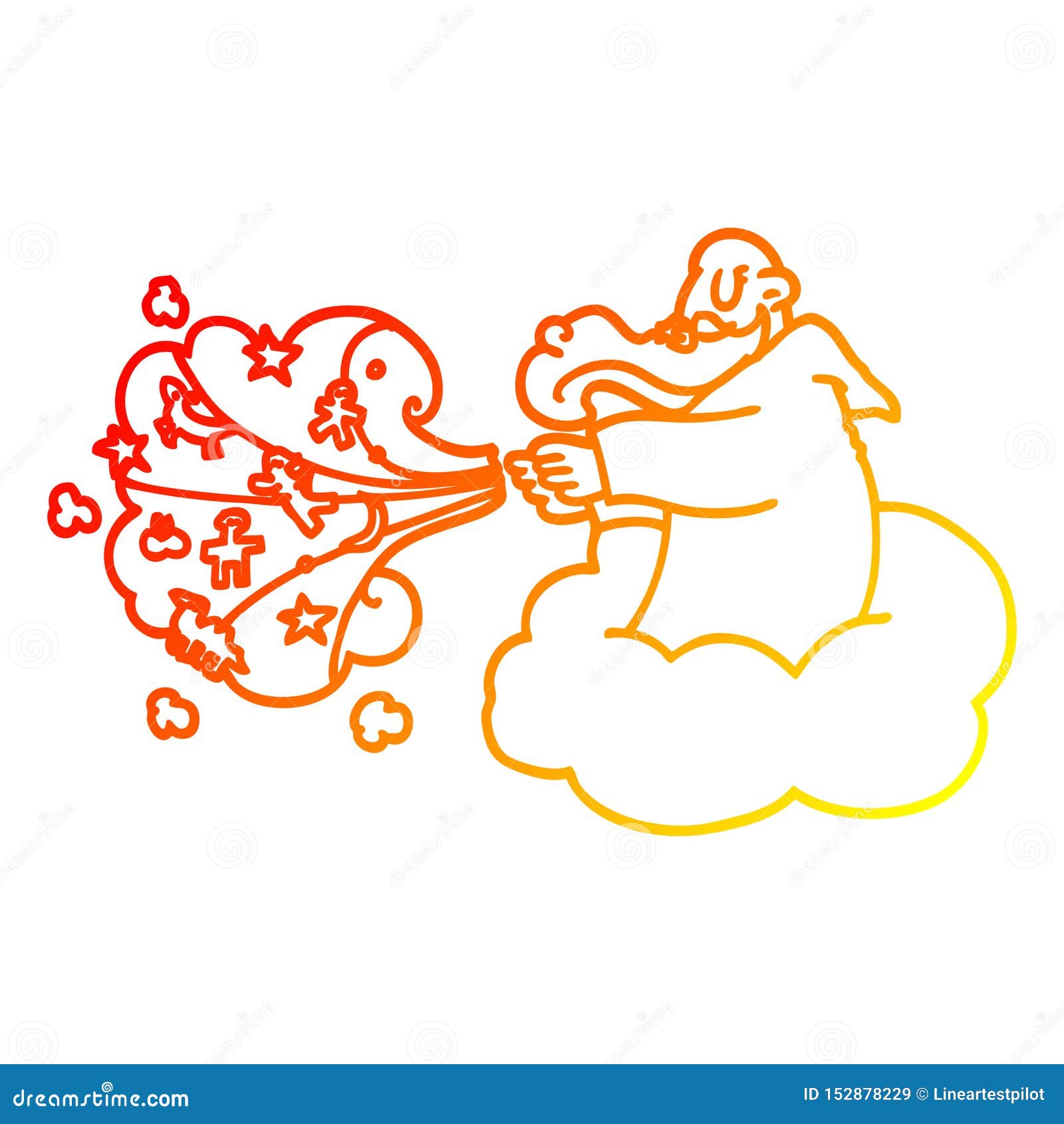 A Creative Warm Gradient Line Drawing Cartoon God Creating Universe ...