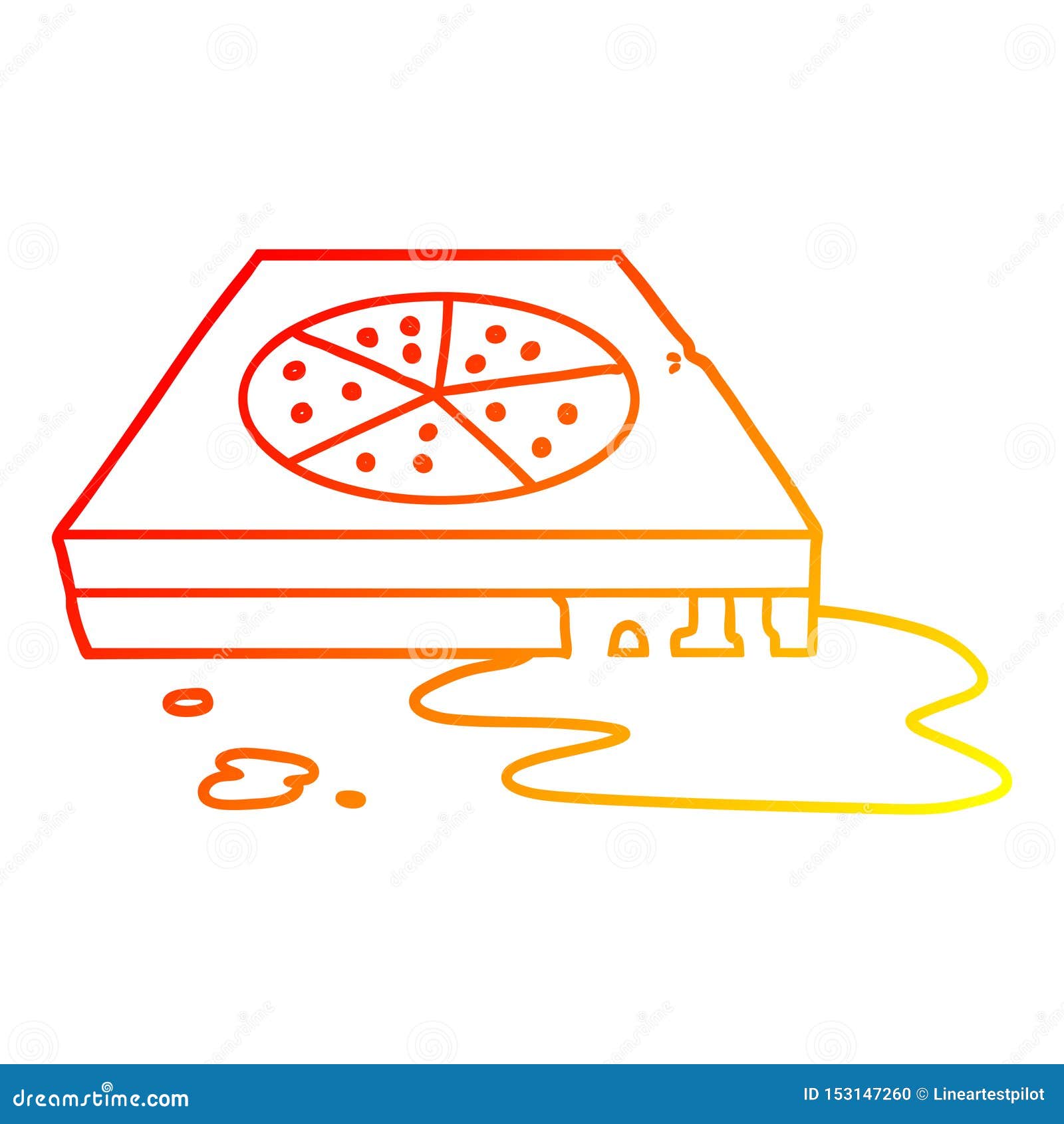 A Creative Warm Gradient Line Drawing Cartoon Greasy Pizza Stock Vector ...