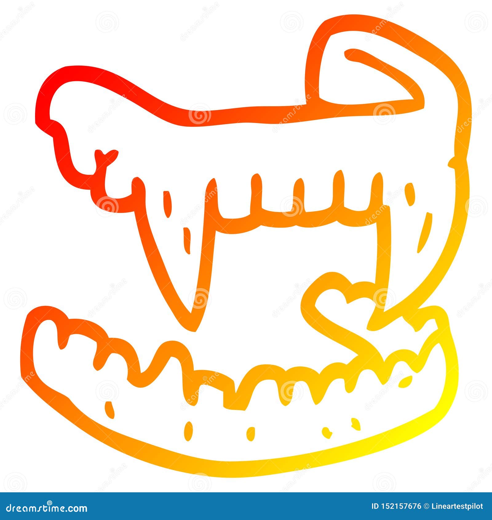 A Creative Warm Gradient Line Drawing Cartoon Halloween Fangs Stock ...
