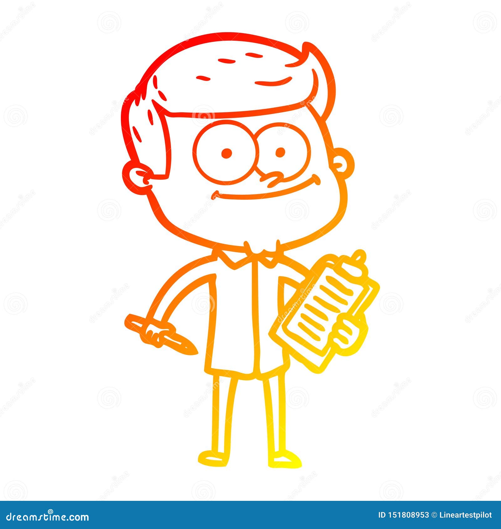 A Creative Warm Gradient Line Drawing Cartoon Happy Salesman Stock ...