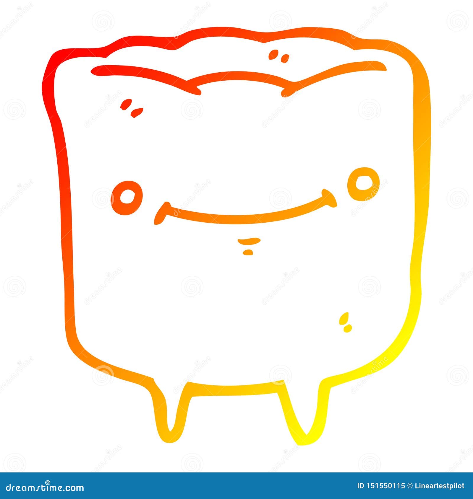 A Creative Warm Gradient Line Drawing Cartoon Happy Tooth Stock Vector ...