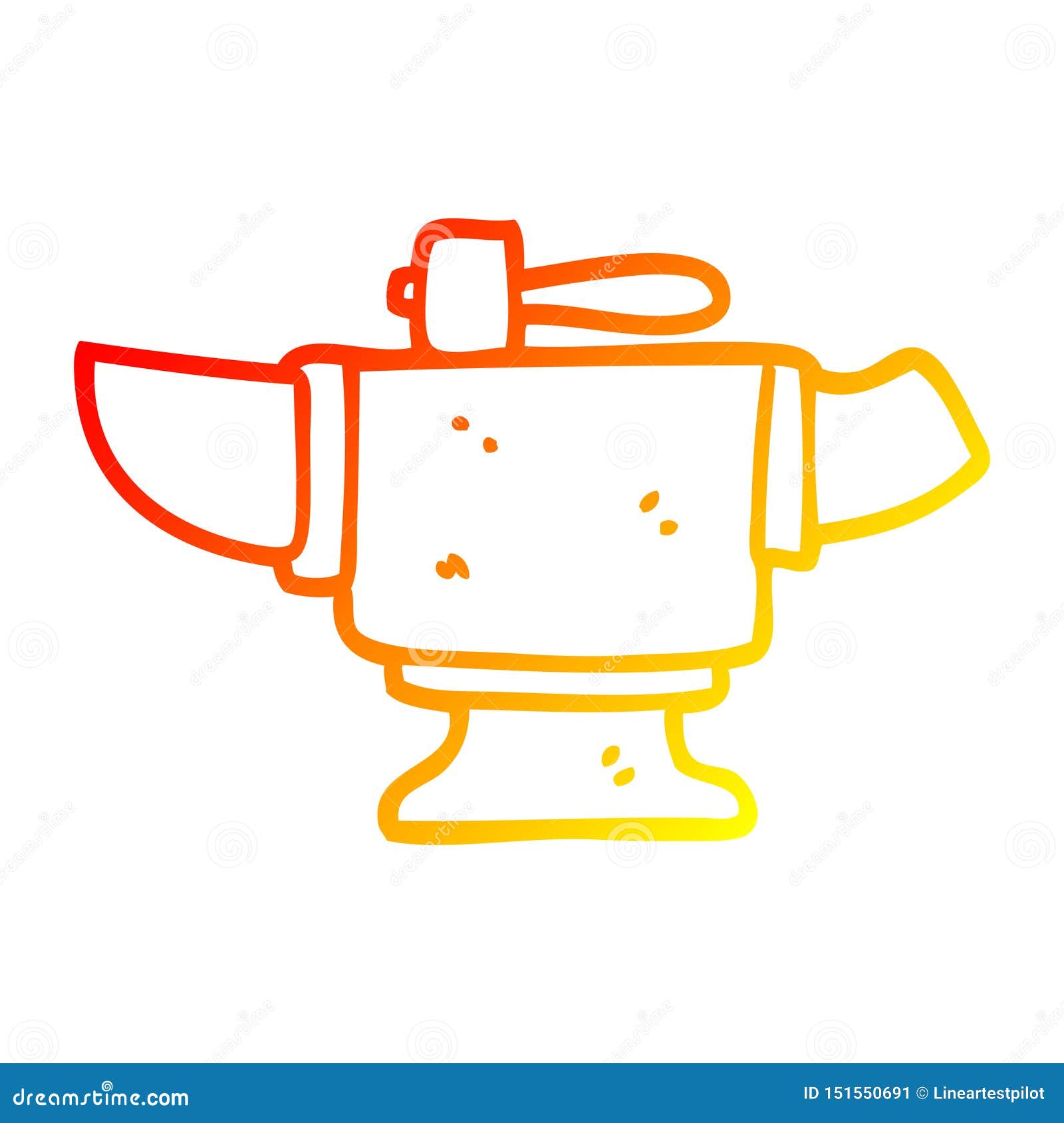 A Creative Warm Gradient Line Drawing Cartoon Heavy Old Anvil Stock ...
