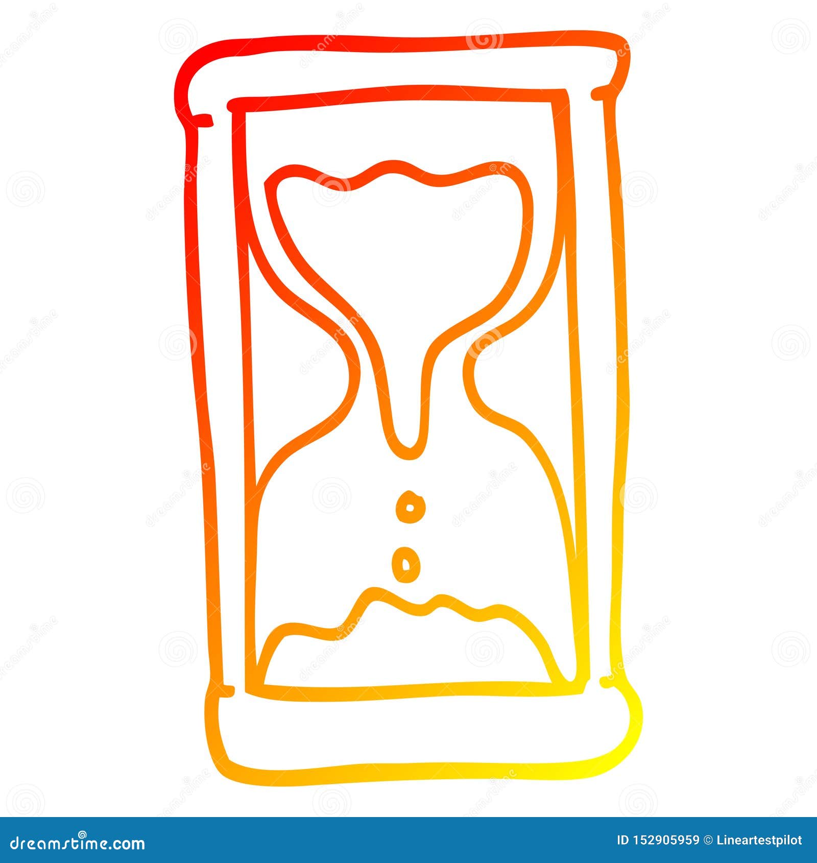 A Creative Warm Gradient Line Drawing Cartoon Hourglass Stock Vector ...
