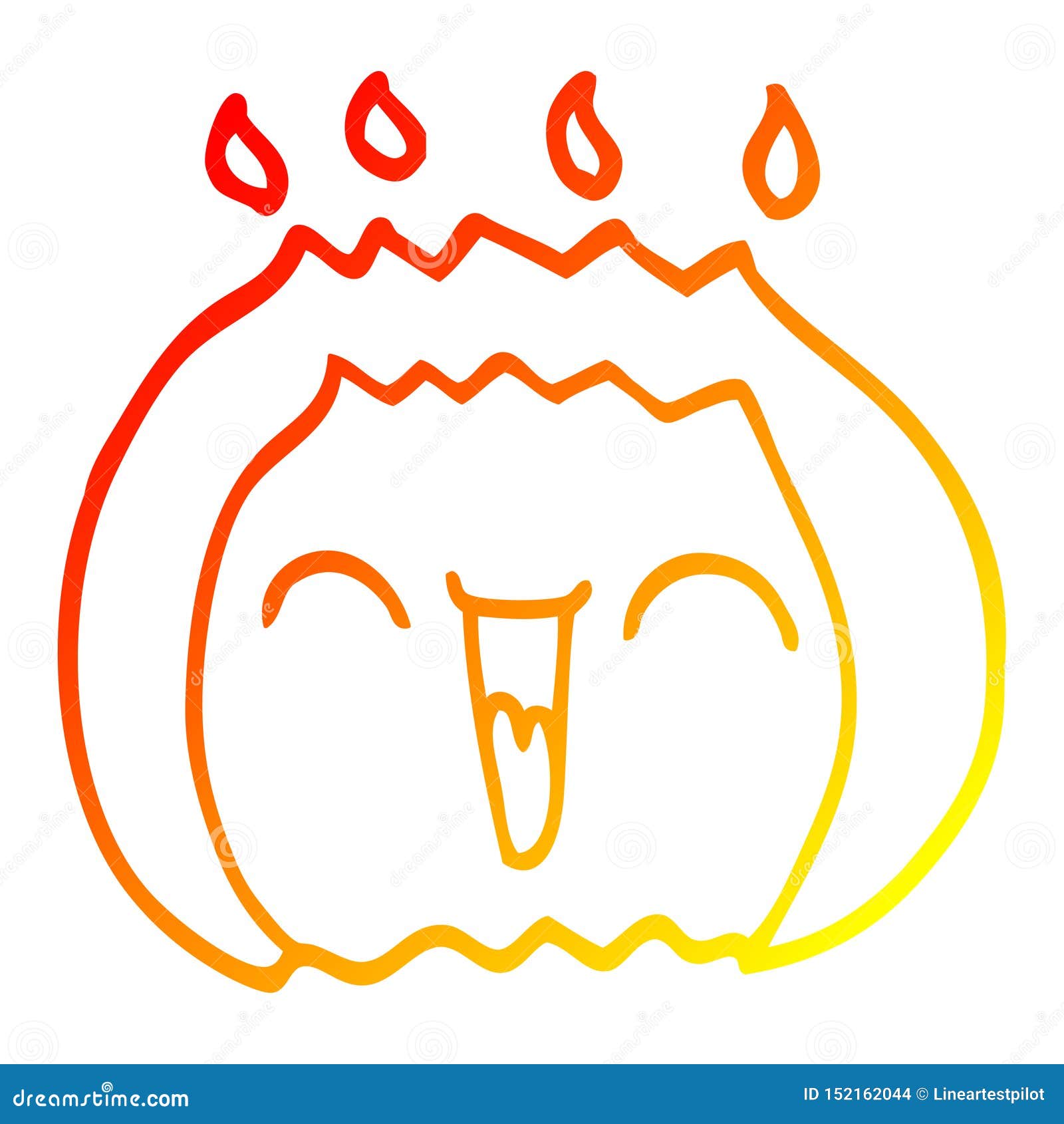 A Creative Warm Gradient Line Drawing Cartoon Laughing Gas Flame Stock ...