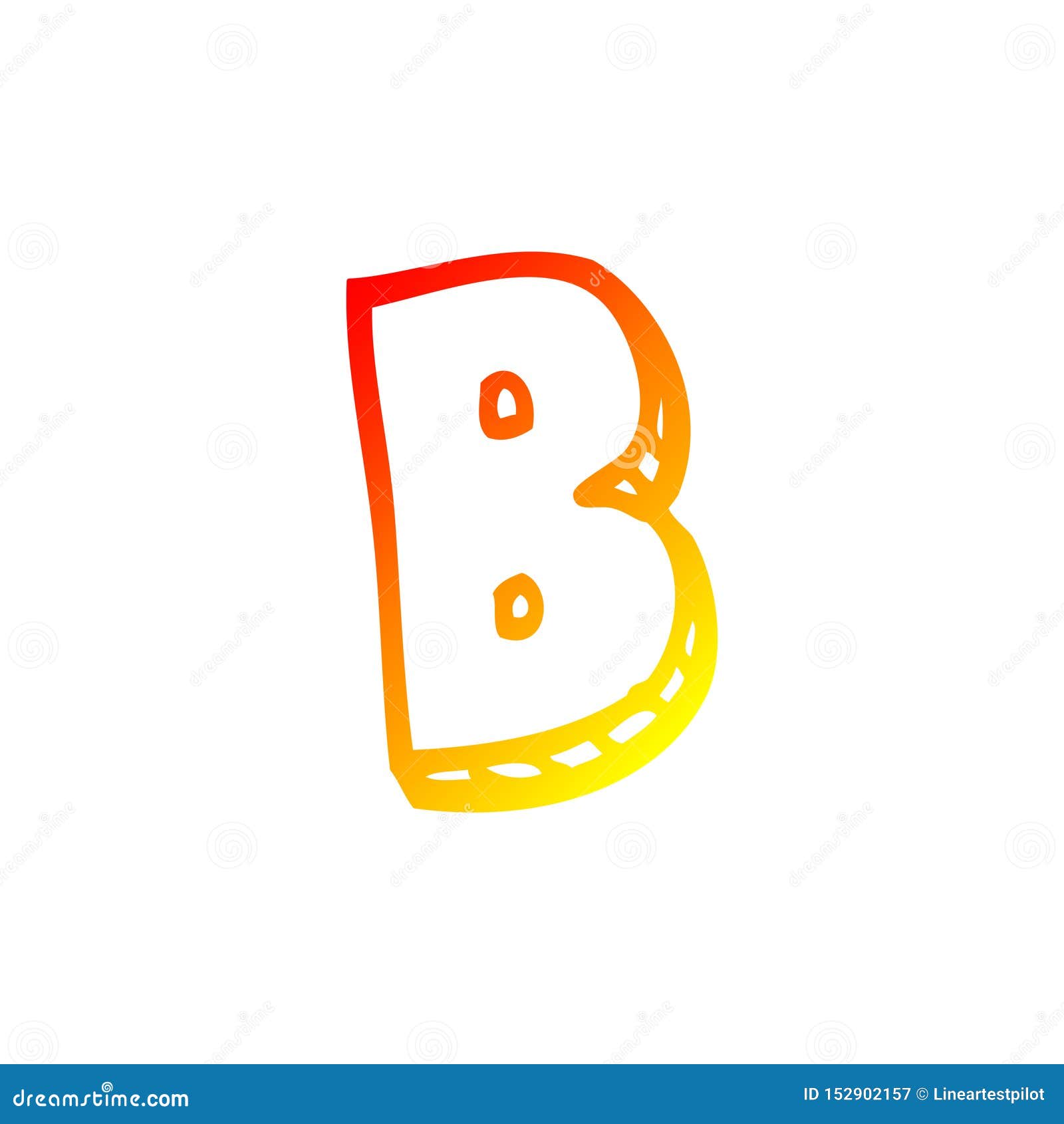A Creative Warm Gradient Line Drawing Cartoon Letter B Stock Vector ...
