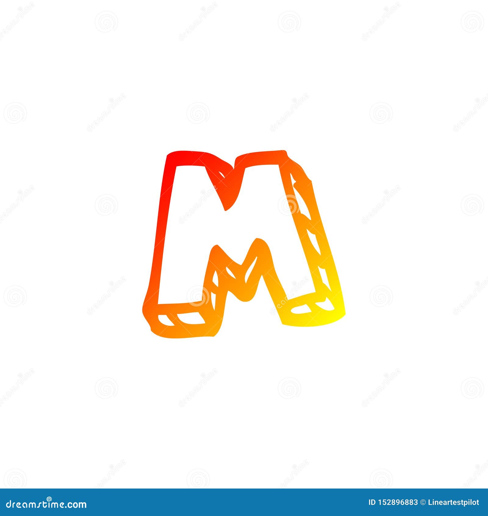 A Creative Warm Gradient Line Drawing Cartoon Letter M Stock Vector ...