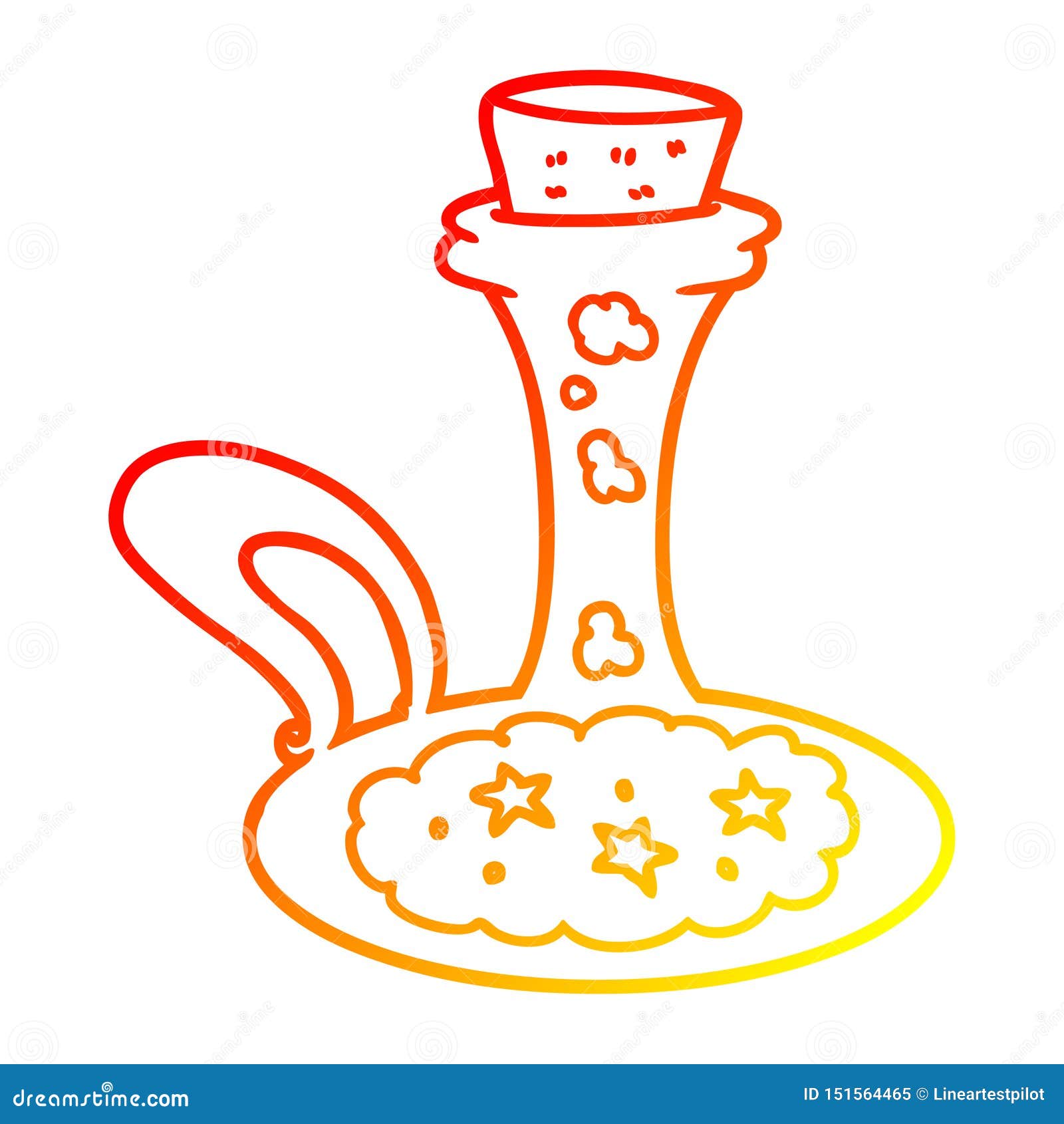 A Creative Warm Gradient Line Drawing Cartoon Magic Potion Stock Vector ...