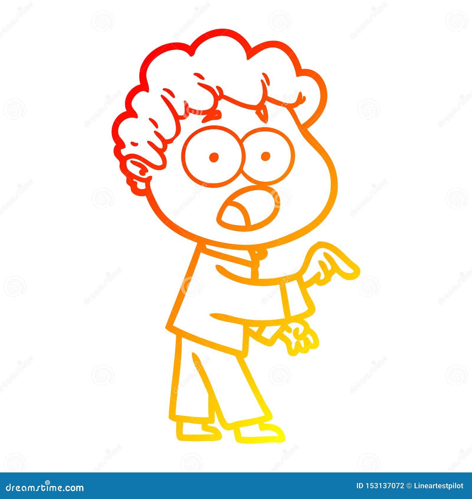A Creative Warm Gradient Line Drawing Cartoon Man Gasping in Surprise ...
