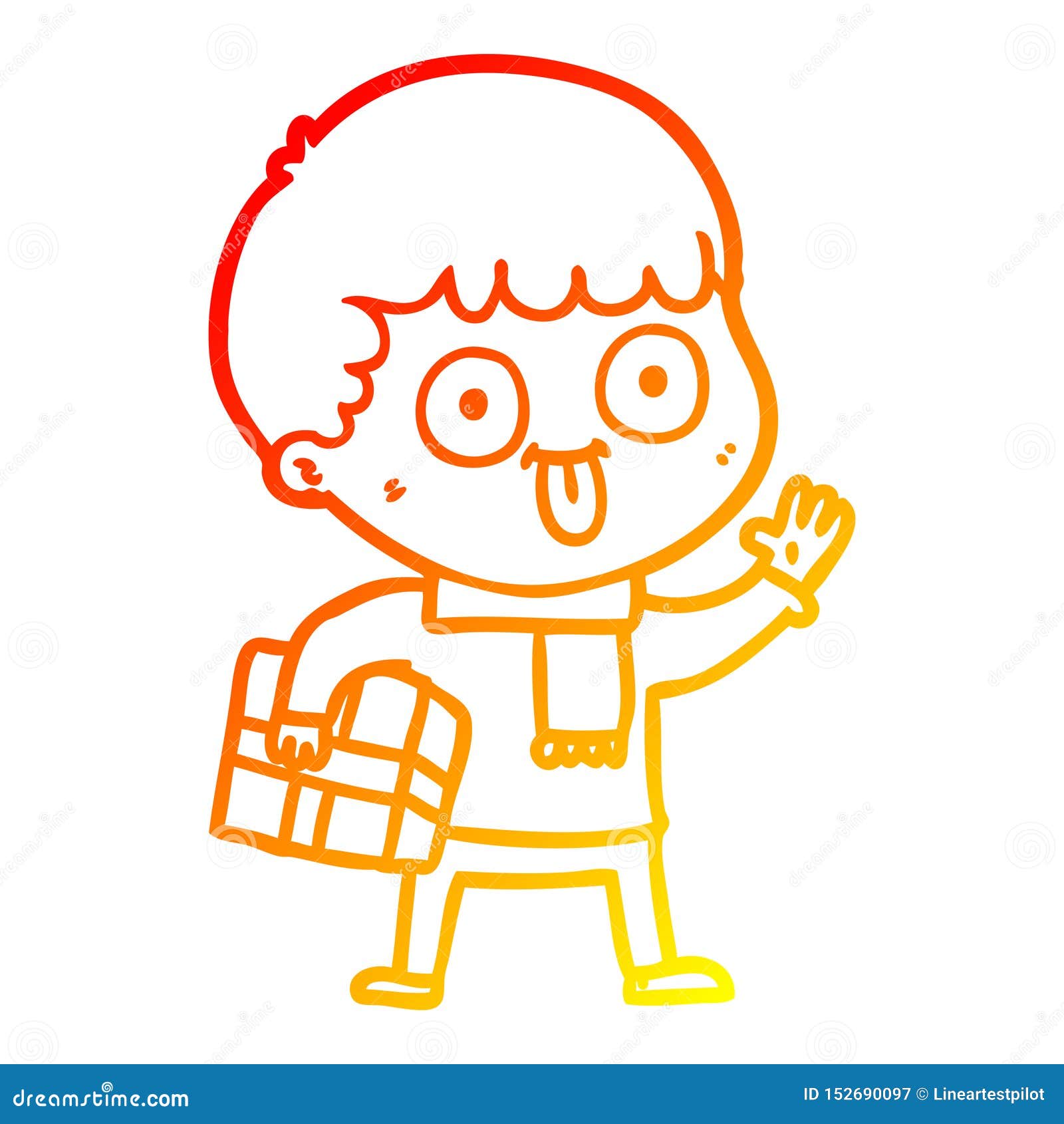 A Creative Warm Gradient Line Drawing Cartoon Man Staring Stock Vector ...