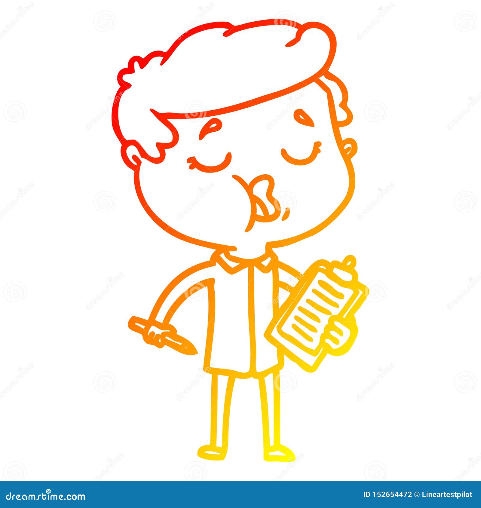 A Creative Warm Gradient Line Drawing Cartoon Man Talking Stock Vector ...