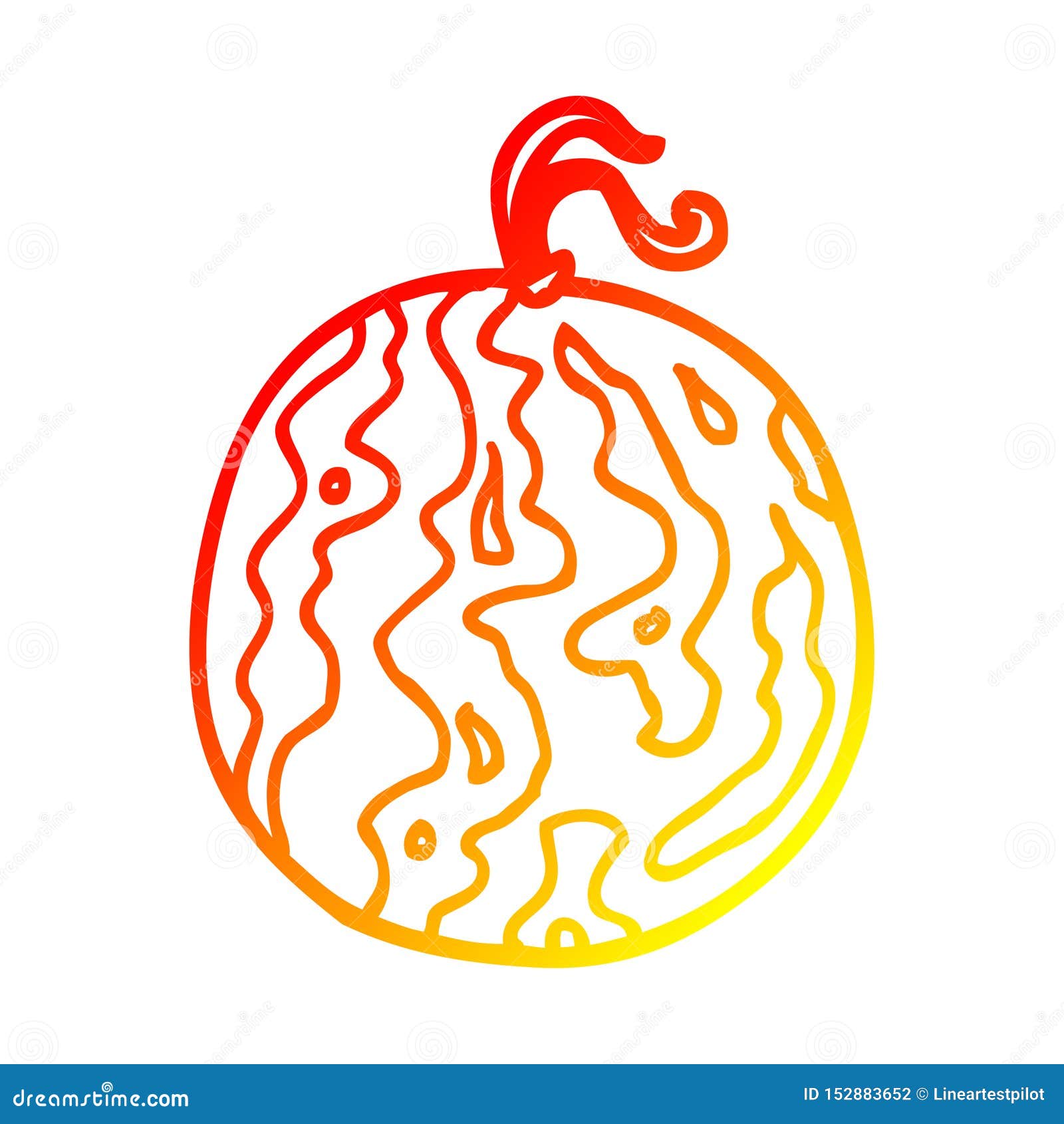 A Creative Warm Gradient Line Drawing Cartoon Melon Stock Vector ...