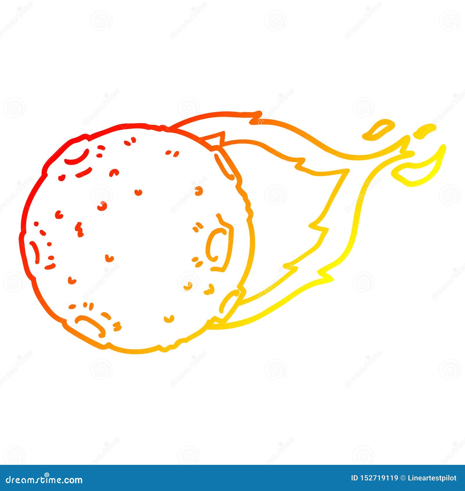 A Creative Warm Gradient Line Drawing Cartoon Meteorite Stock Vector ...