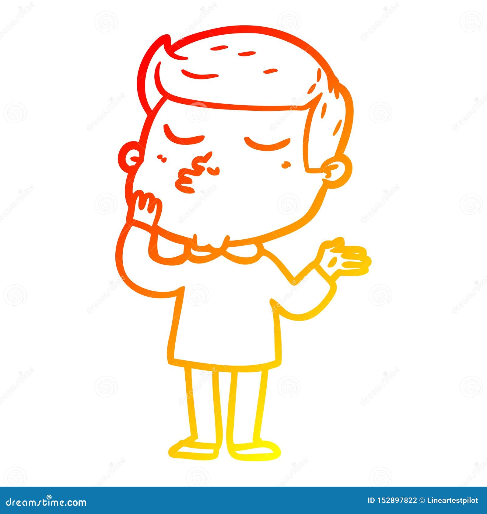 A Creative Warm Gradient Line Drawing Cartoon Model Guy Pouting Stock ...