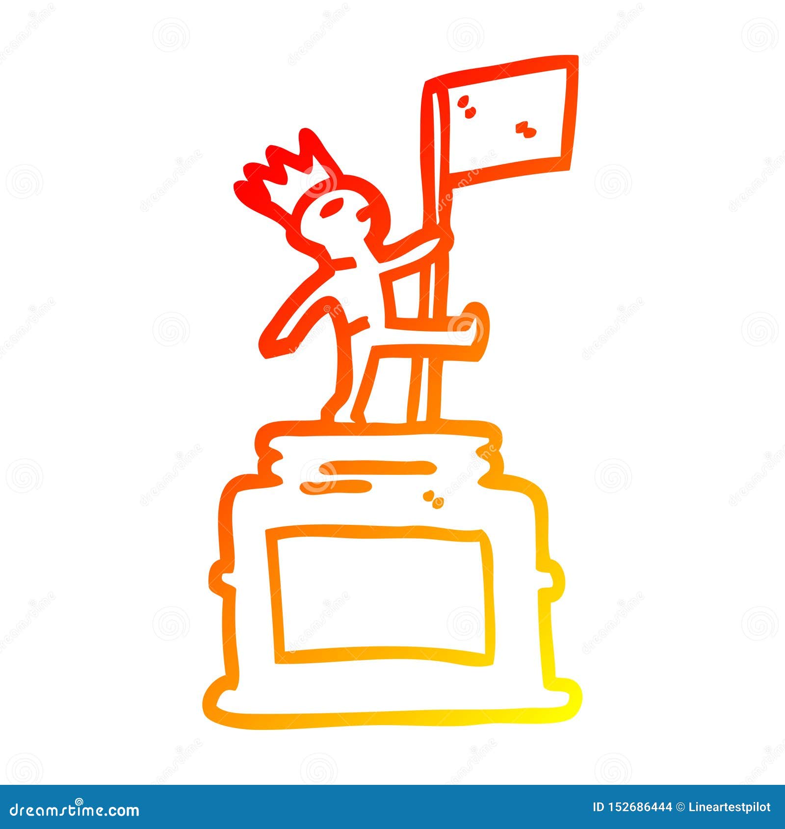 A Creative Warm Gradient Line Drawing Cartoon Monument Statue Stock ...