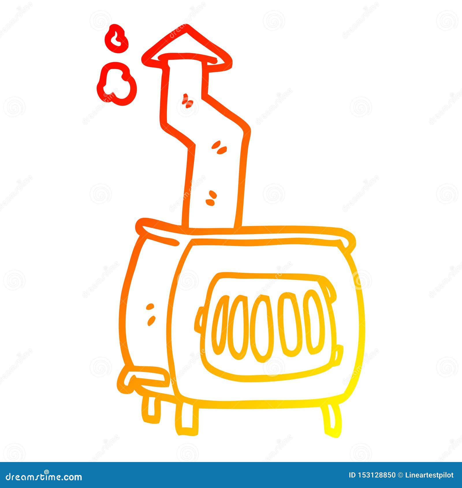 A Creative Warm Gradient Line Drawing Cartoon Old Wood Burner Stock ...