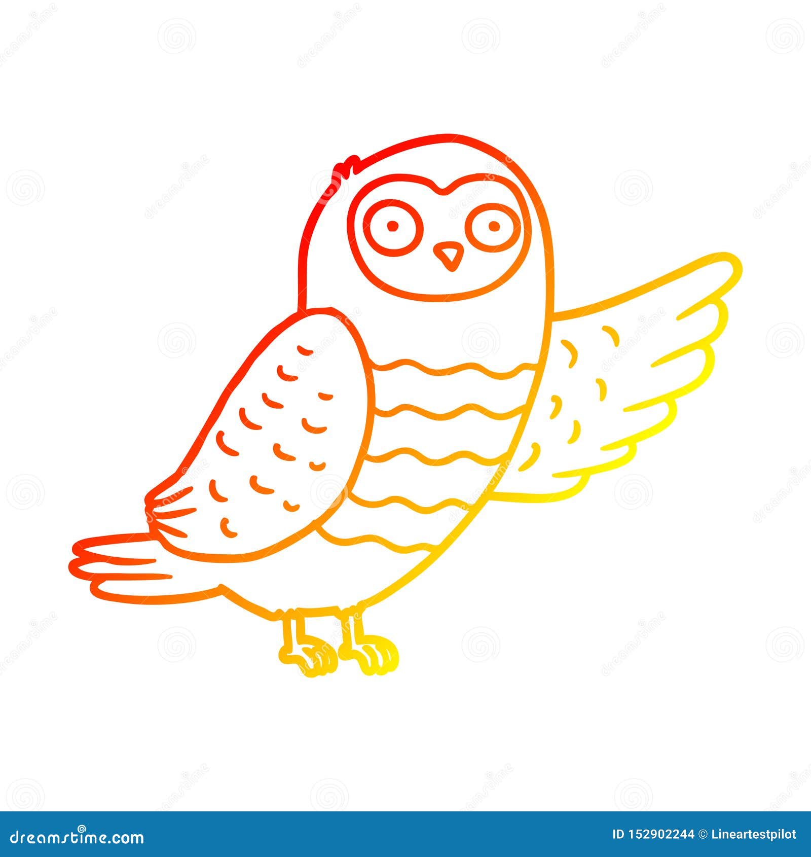 A Creative Warm Gradient Line Drawing Cartoon Owl Pointing Stock Vector ...